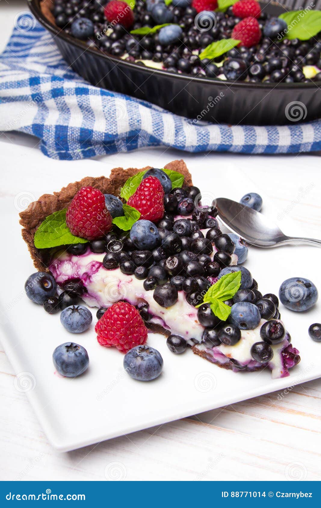 Tart with Blueberries and Raspberries Stock Photo - Image of crust ...