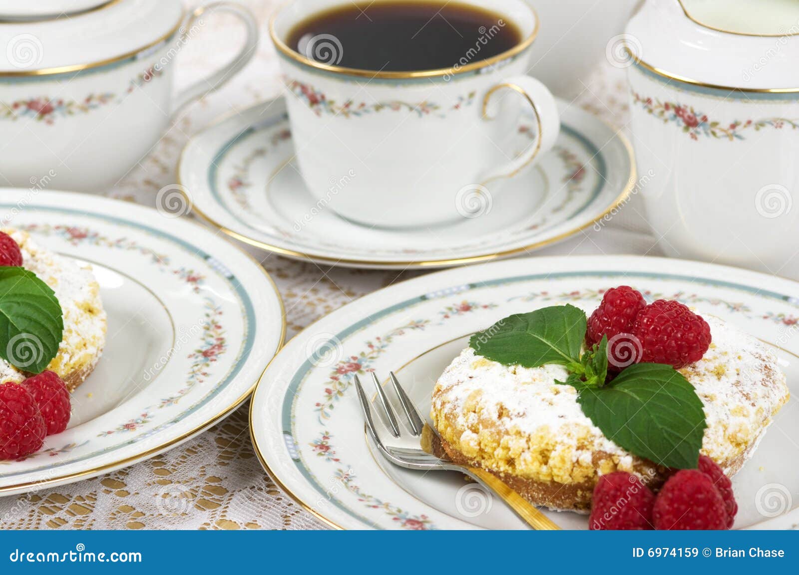 Tart and Coffee stock image. Image of raspberry, herb - 6974159