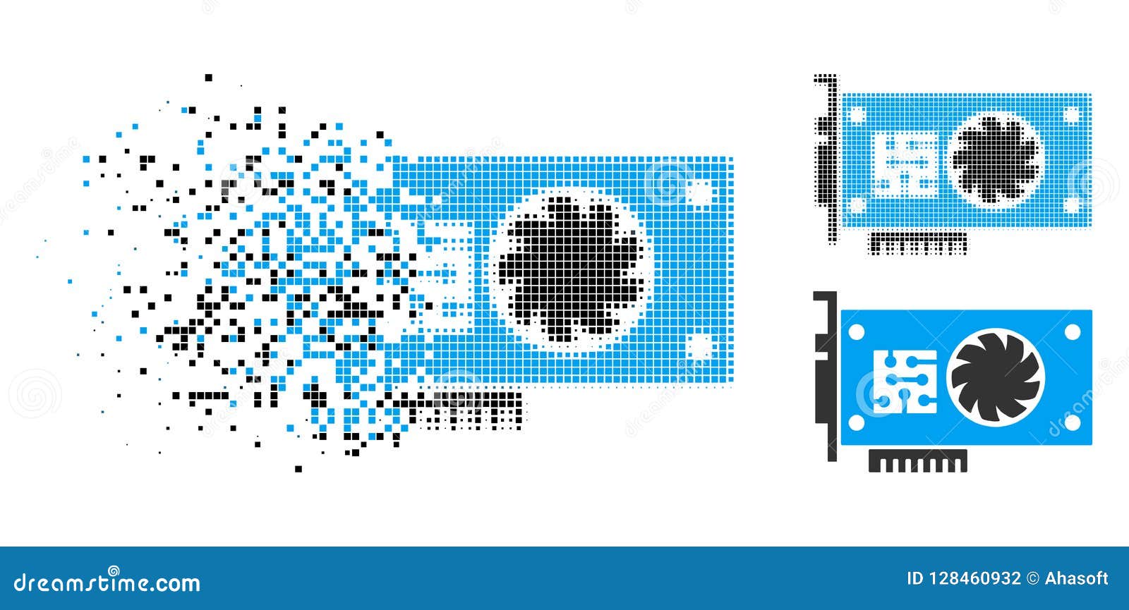 Tarta Pixelated Halftone GPU Akceleratoru Karty Ikona Ilustracja Wektor ...