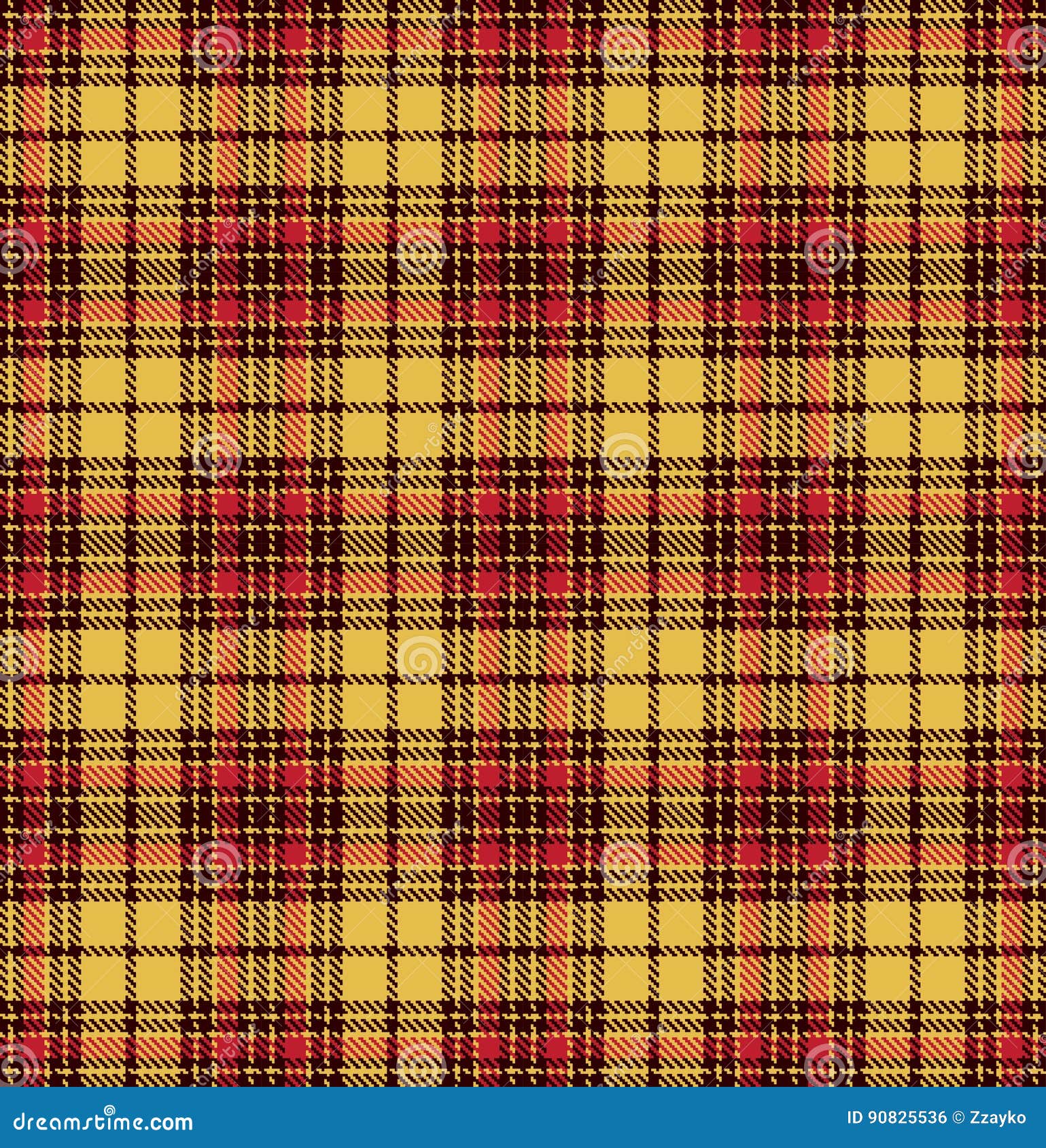 Tartan Check Plaid Texture Seamless Pattern in Yellow, Red and Brown ...