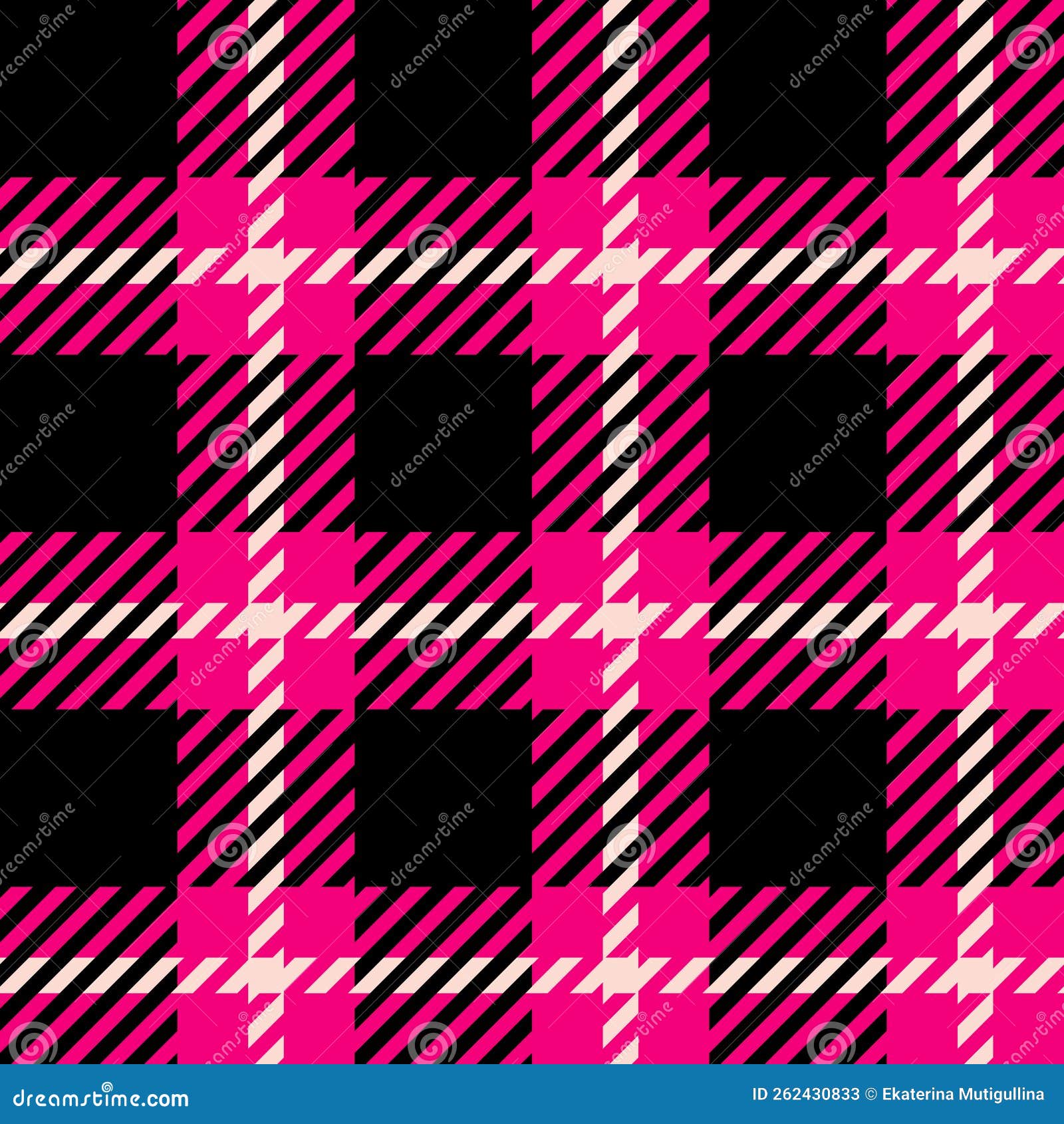 Tartan Plaid Seamless Patten Vector Black And Pink Check Plaid