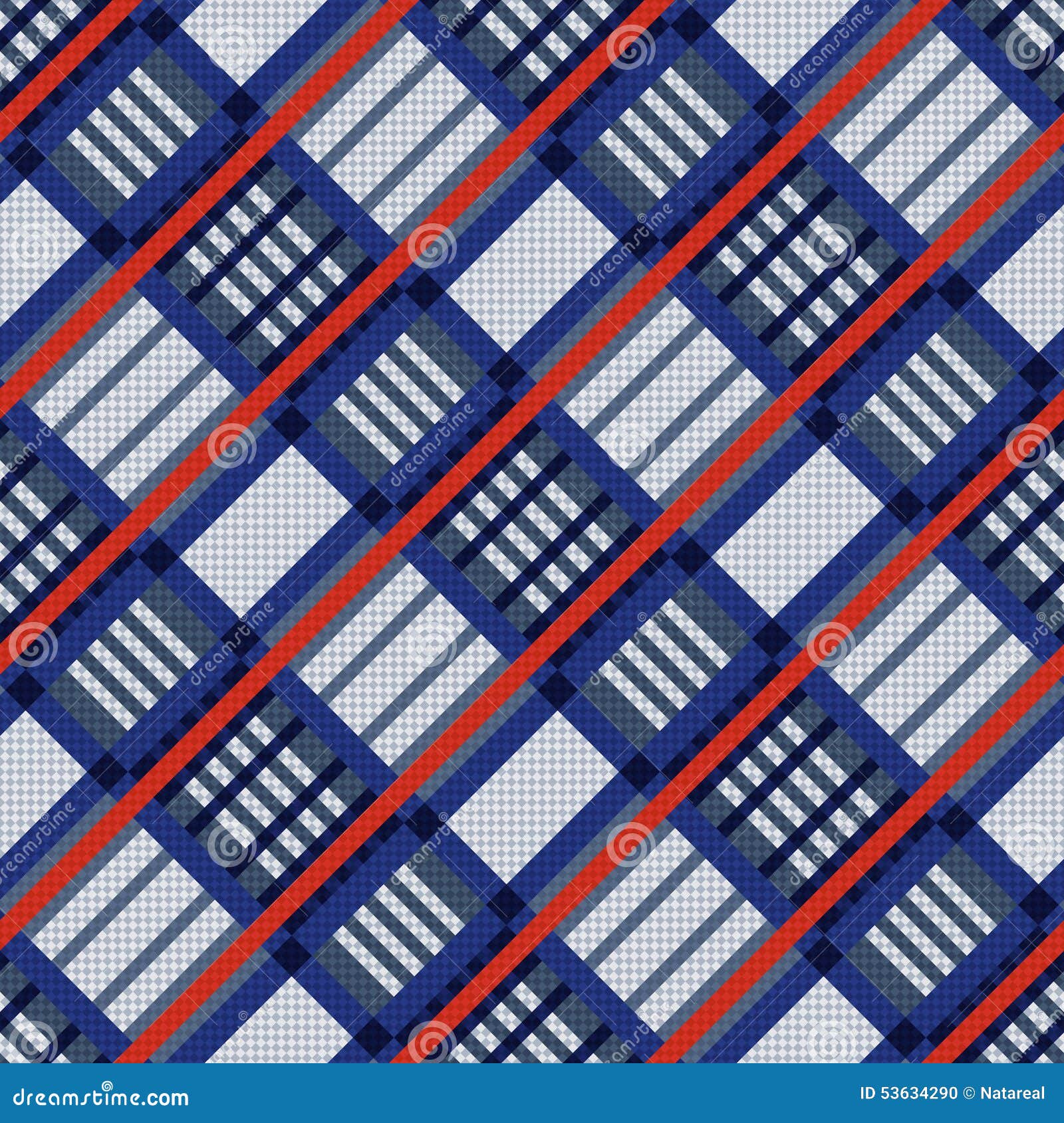 Tartan Seamless Diagonal Texture in Blue, Red and Grey Stock Vector ...
