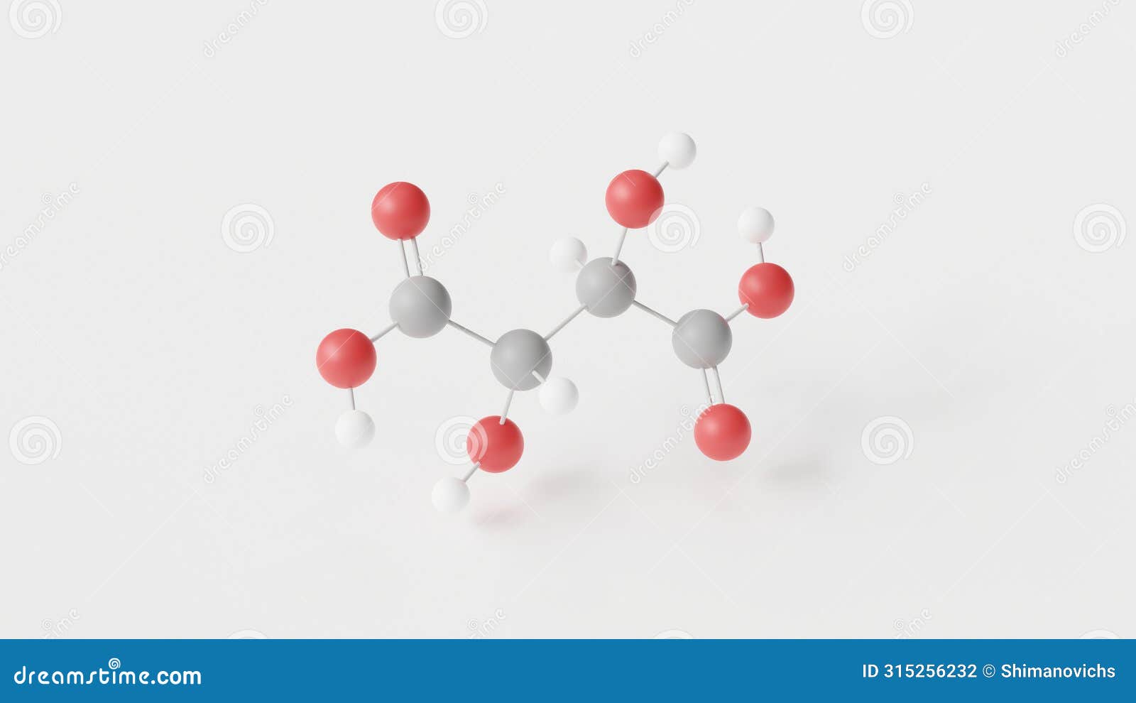 Tartaric Acid Molecule 3d, Molecular Structure, Ball and Stick Model ...