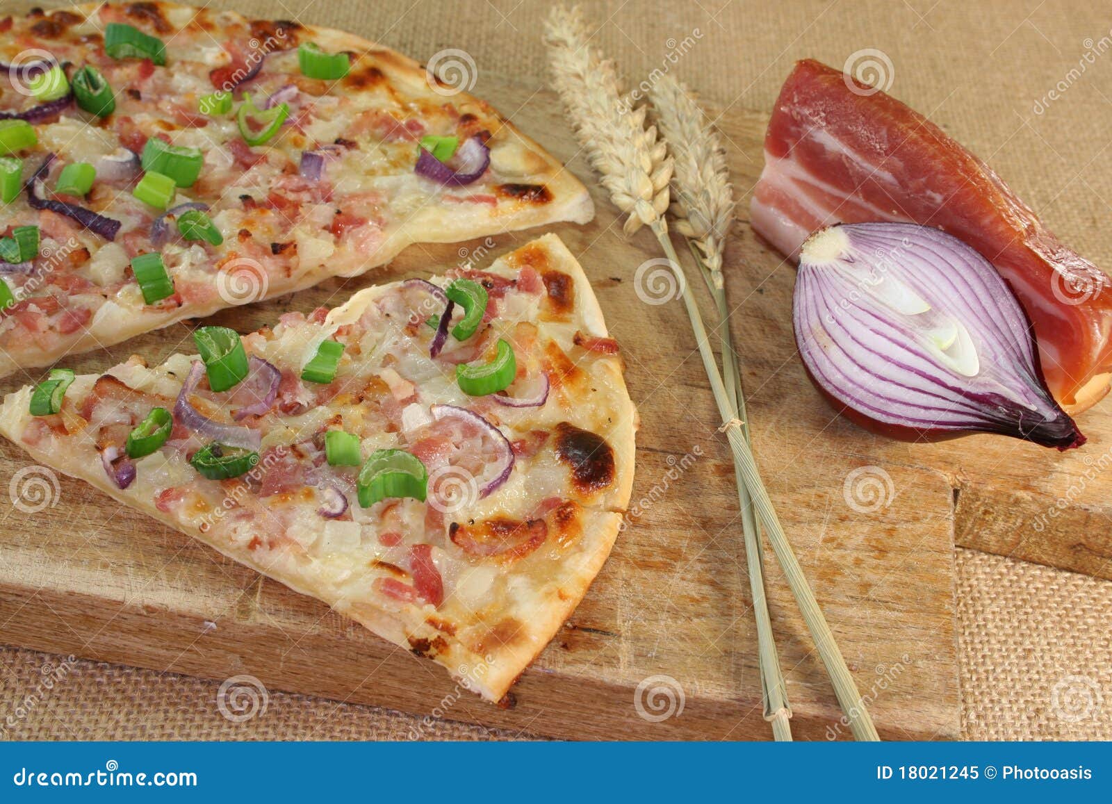 Tarte flambee stock image. Image of tarte, bread, onion - 18021245