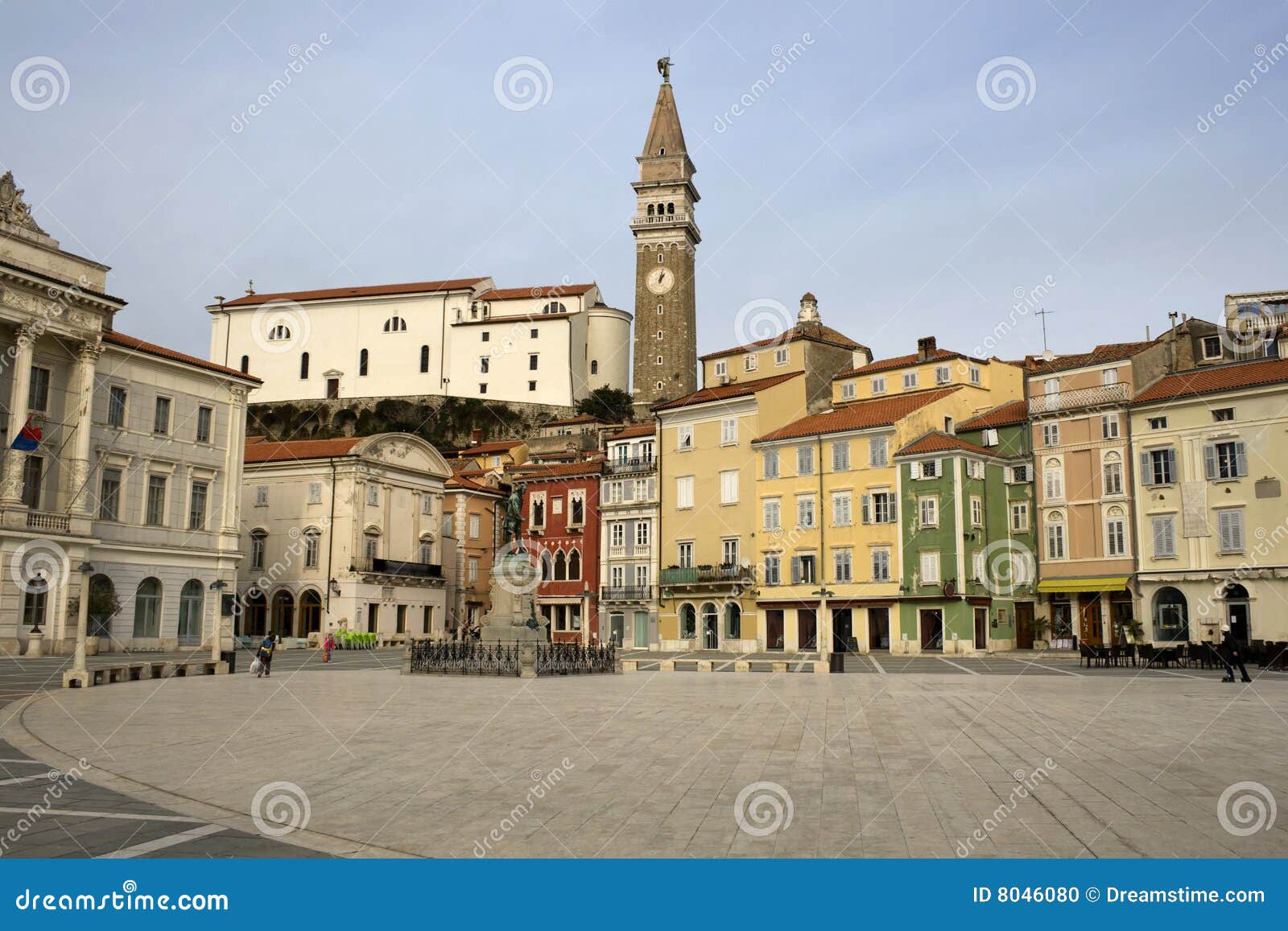 Tartini Square in Winter Day, Piran Stock Photo - Image of venetian ...