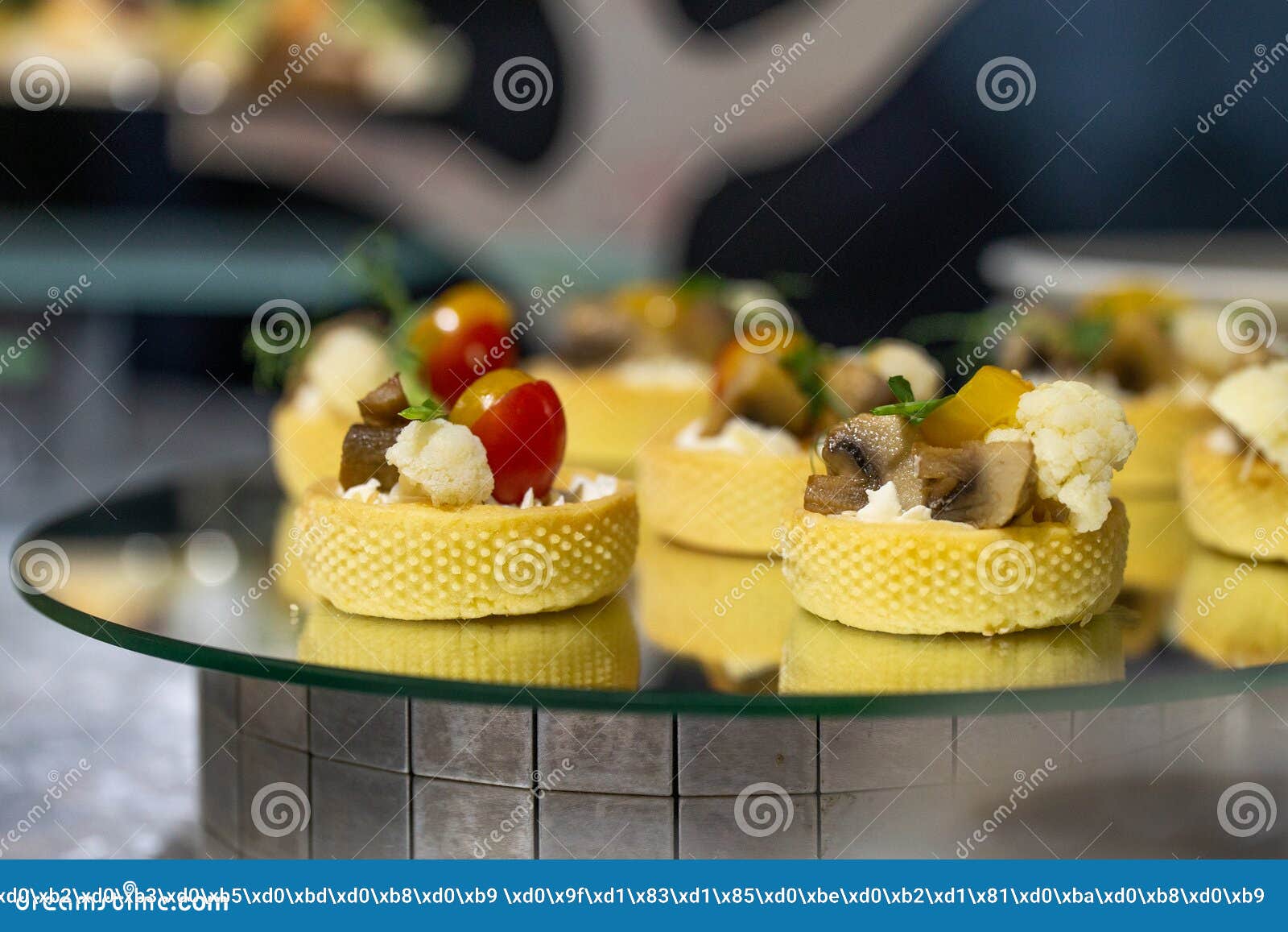 Tartlet Close-up on the Buffet Table. Tartlet with Mushroom Sauce and ...