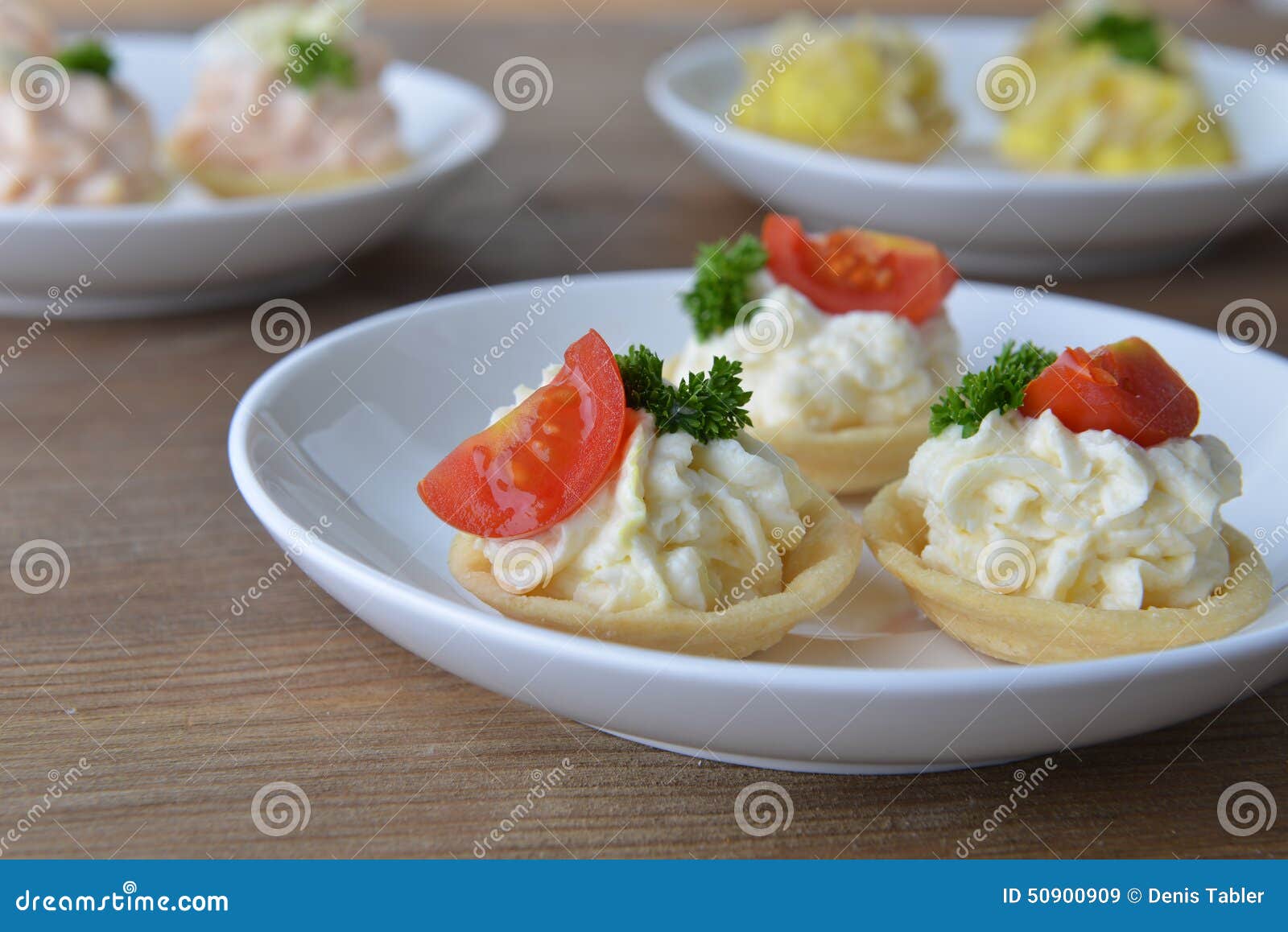 Tartlet with cream stock image. Image of tomato, snack - 50900909
