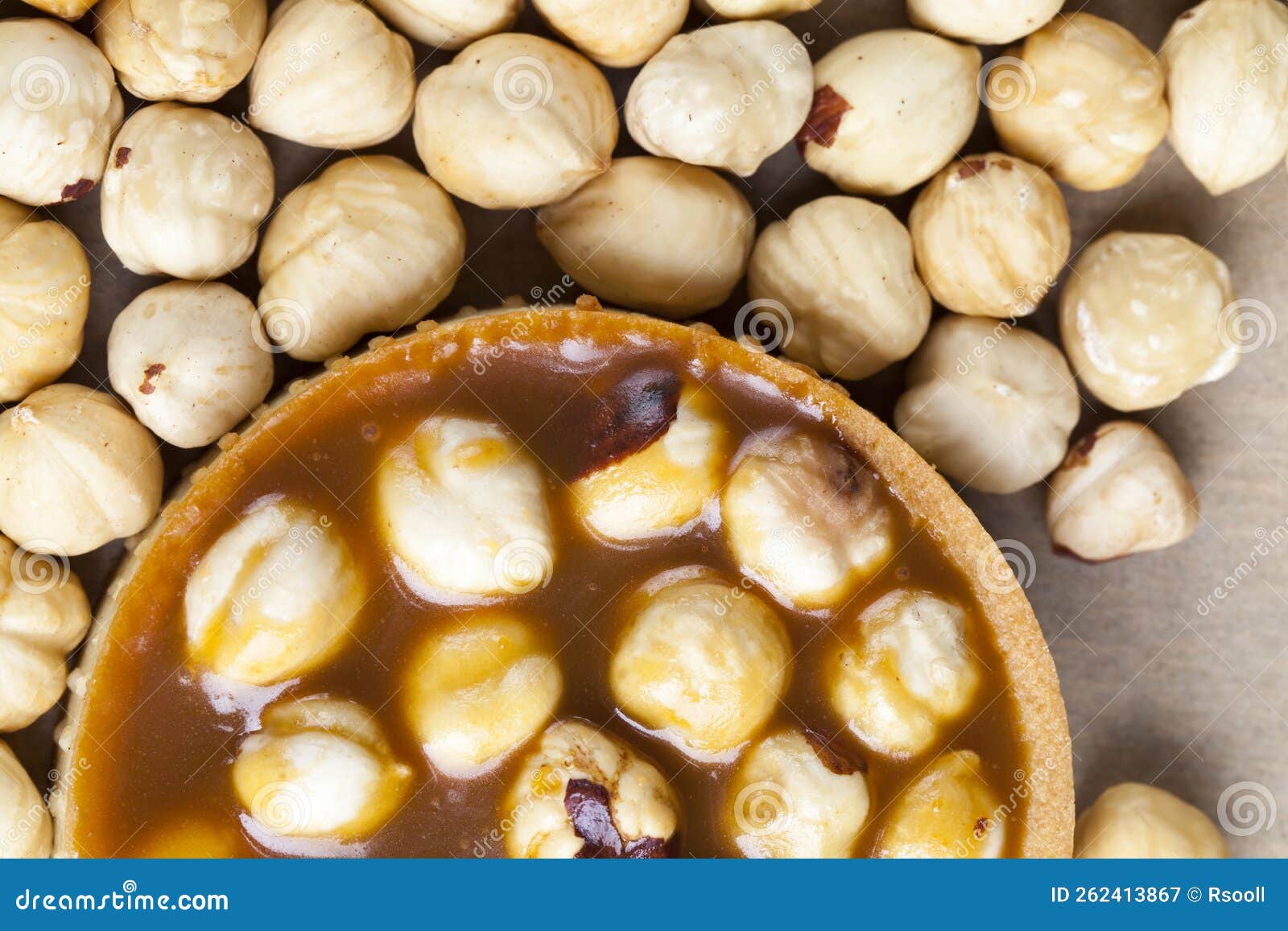 Tartlet with Salted Caramel and Hazelnuts Stock Image - Image of ...