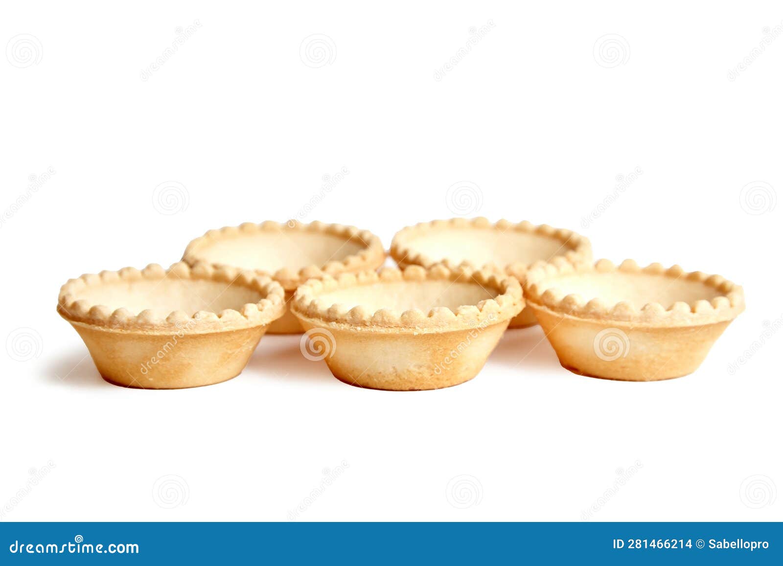 Tartlet Shells Isolated on White Background. Empty Mini Tart Shells for ...