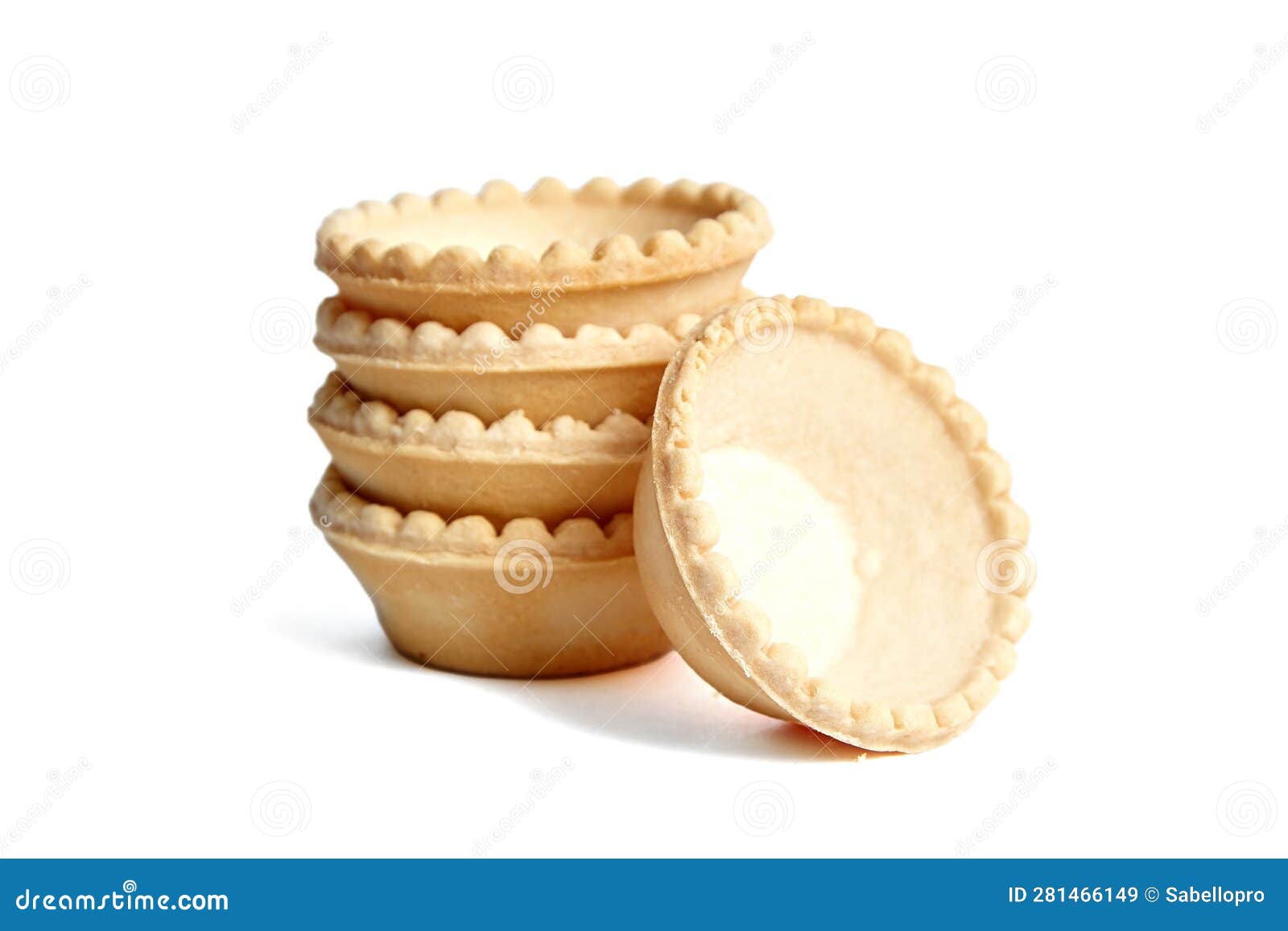 Tartlet Shells Isolated on White Background. Stacked Empty Mini Tart ...