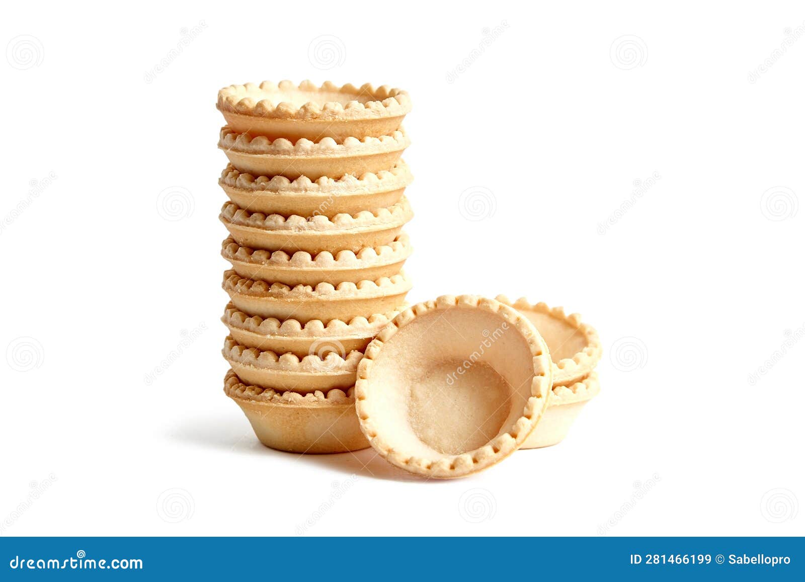 Tartlet Shells Isolated on White Background. Stacked Empty Mini Tart ...