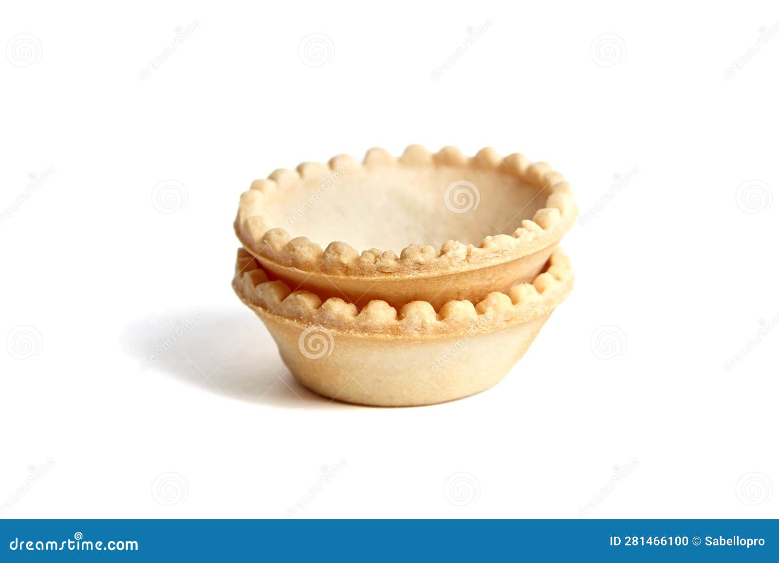 Tartlet Shells Isolated on White Background. Two Empty Mini Tart Shells ...