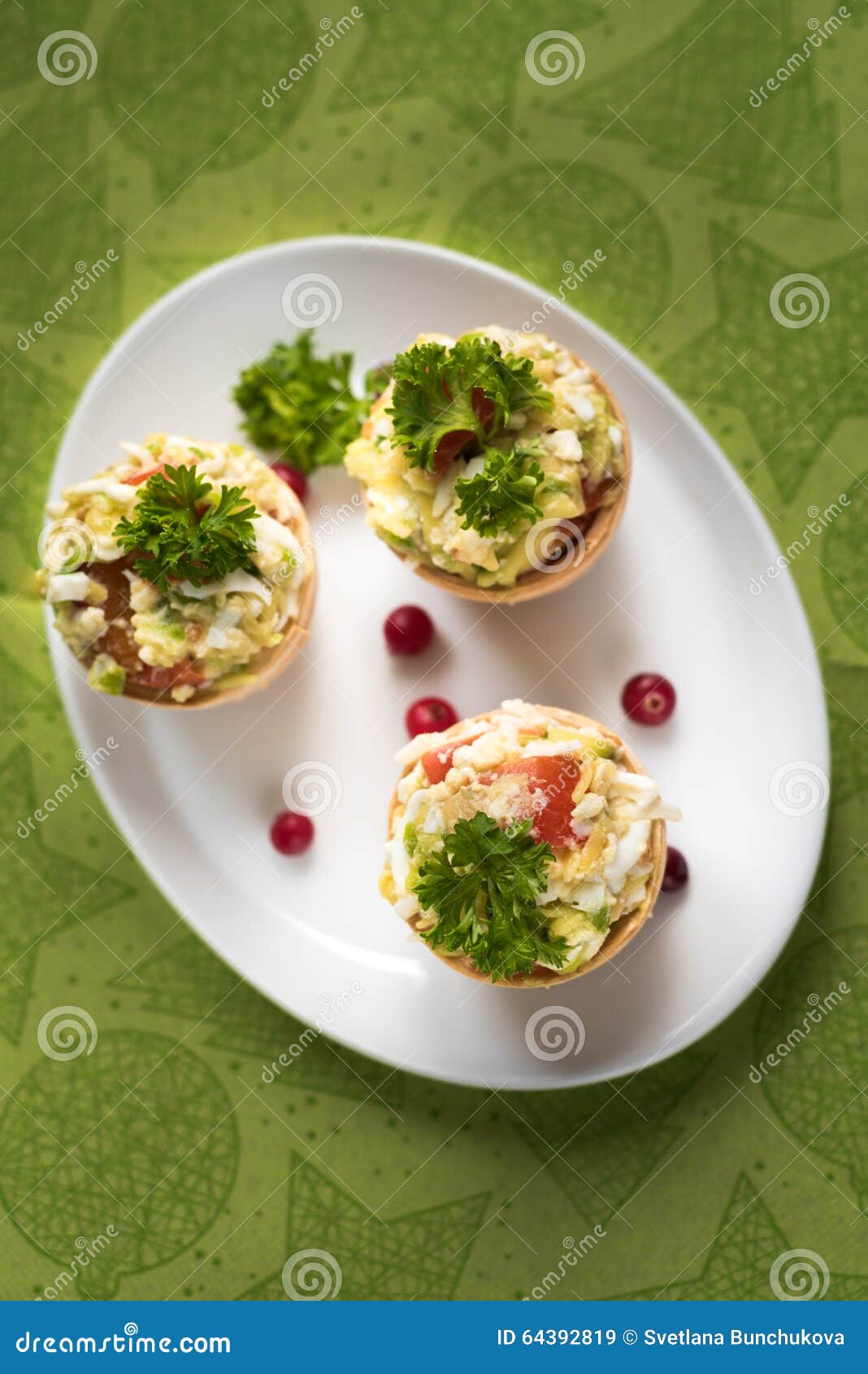 Tartlets with Avocado stock image. Image of xmas, traditional - 64392819