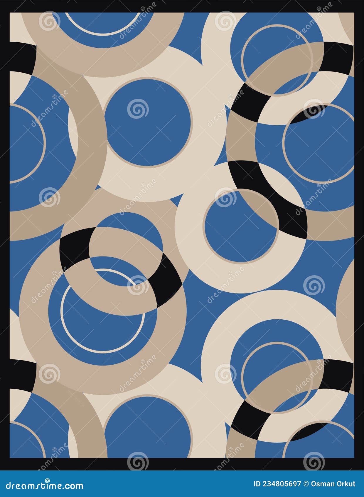 Circular Abstract Shapes Design for Textile Stock Vector - Illustration ...