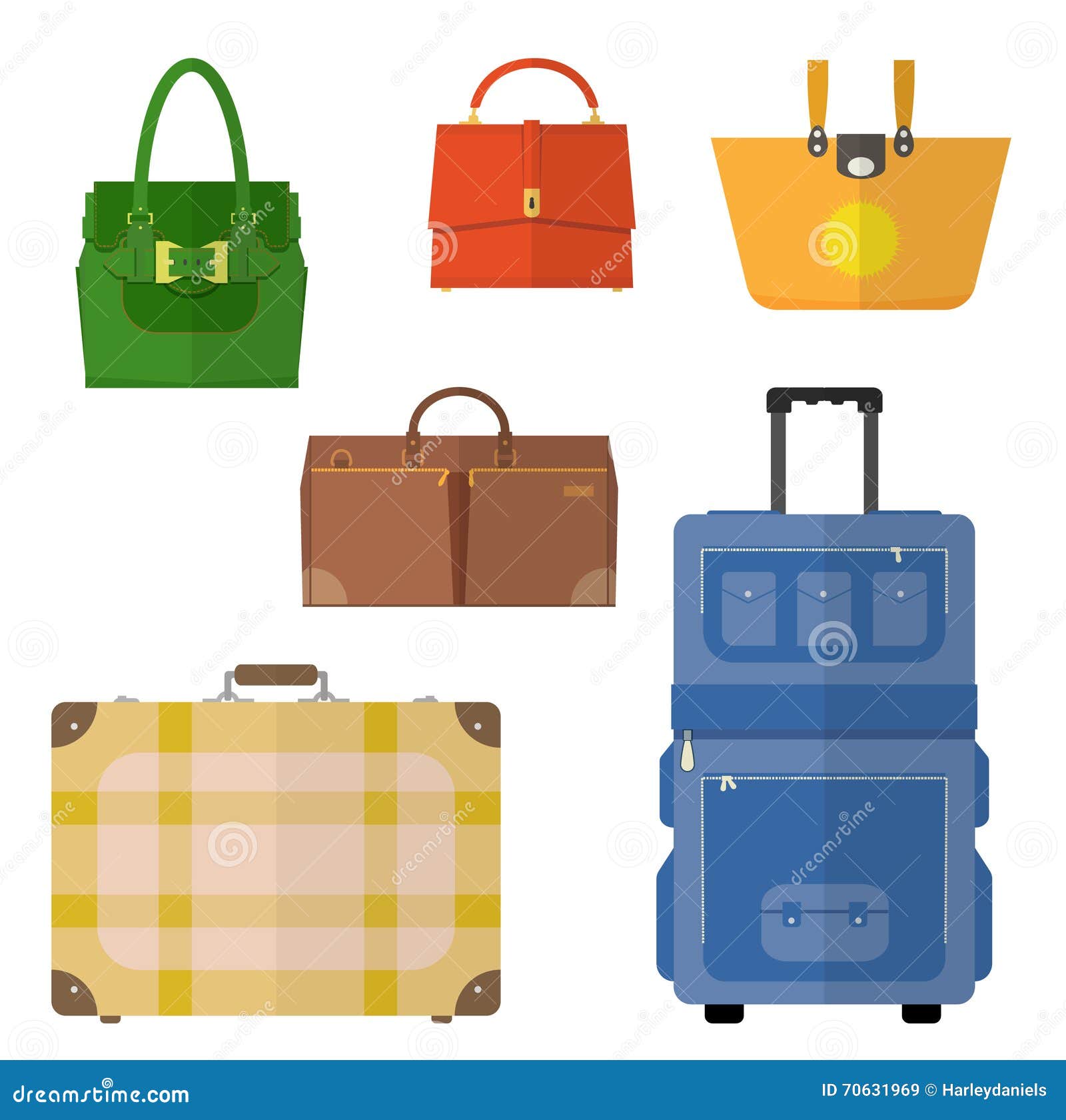 Taschen vector Satz vektor abbildung. Illustration von konzept - 70631969