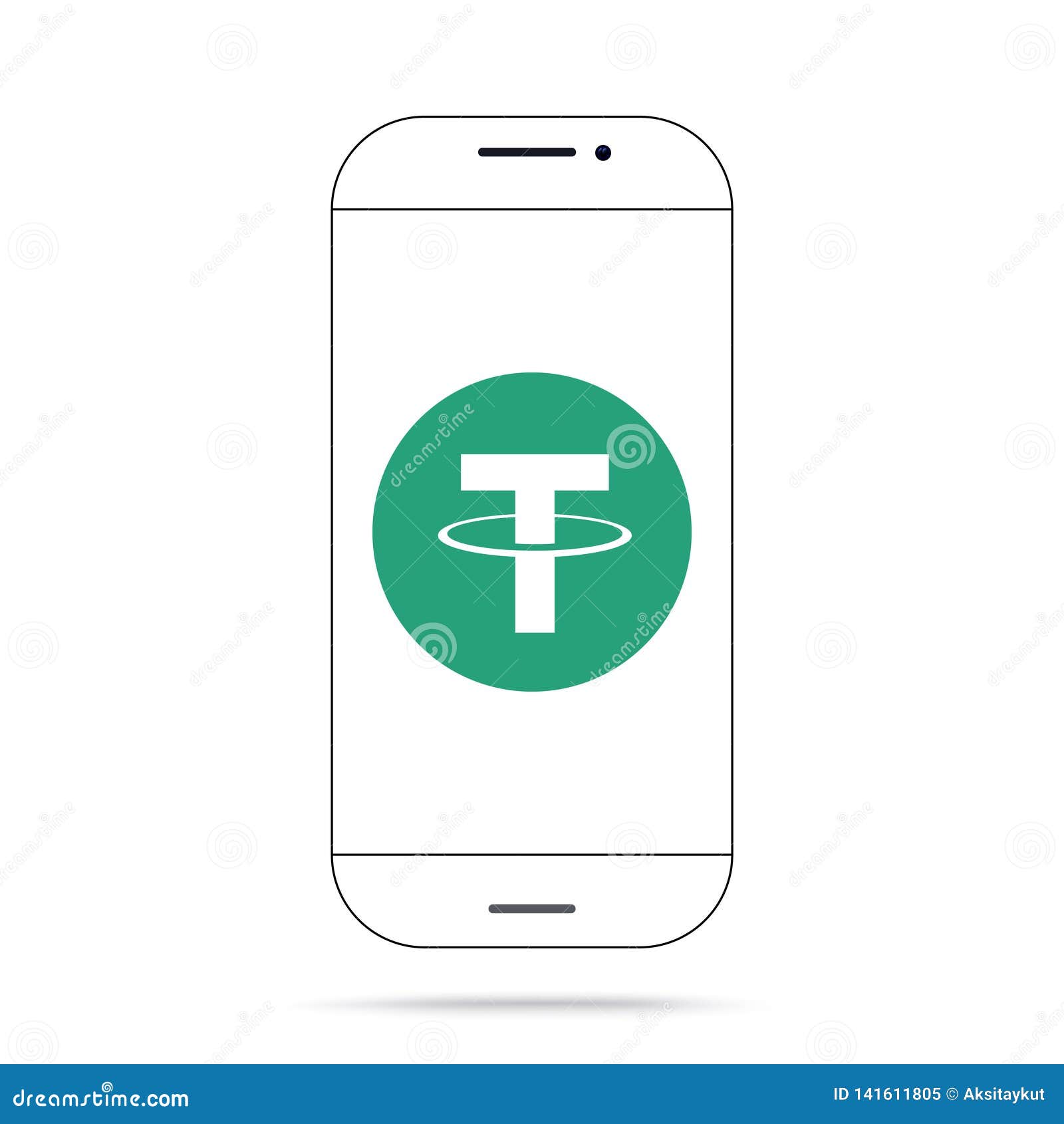 USDT Tether Crypto Icon Vector Iphone Editorial Image - Illustration of ...