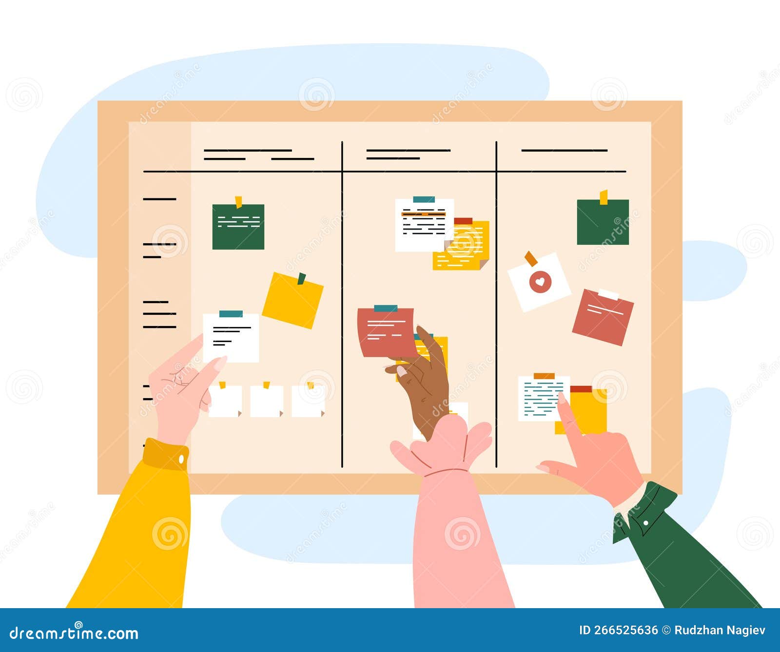 Task board with hands stock vector. Illustration of timetable - 266525636