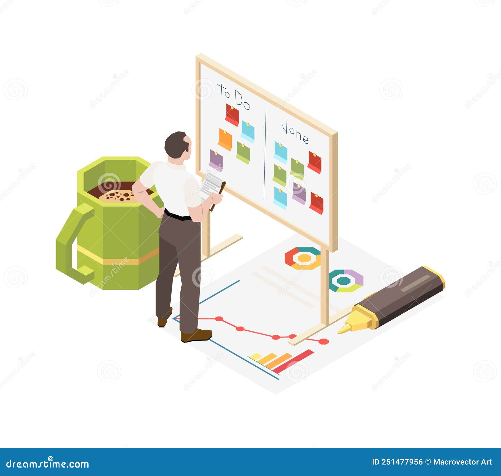 Task Board Management Composition Stock Vector - Illustration of mobile ...