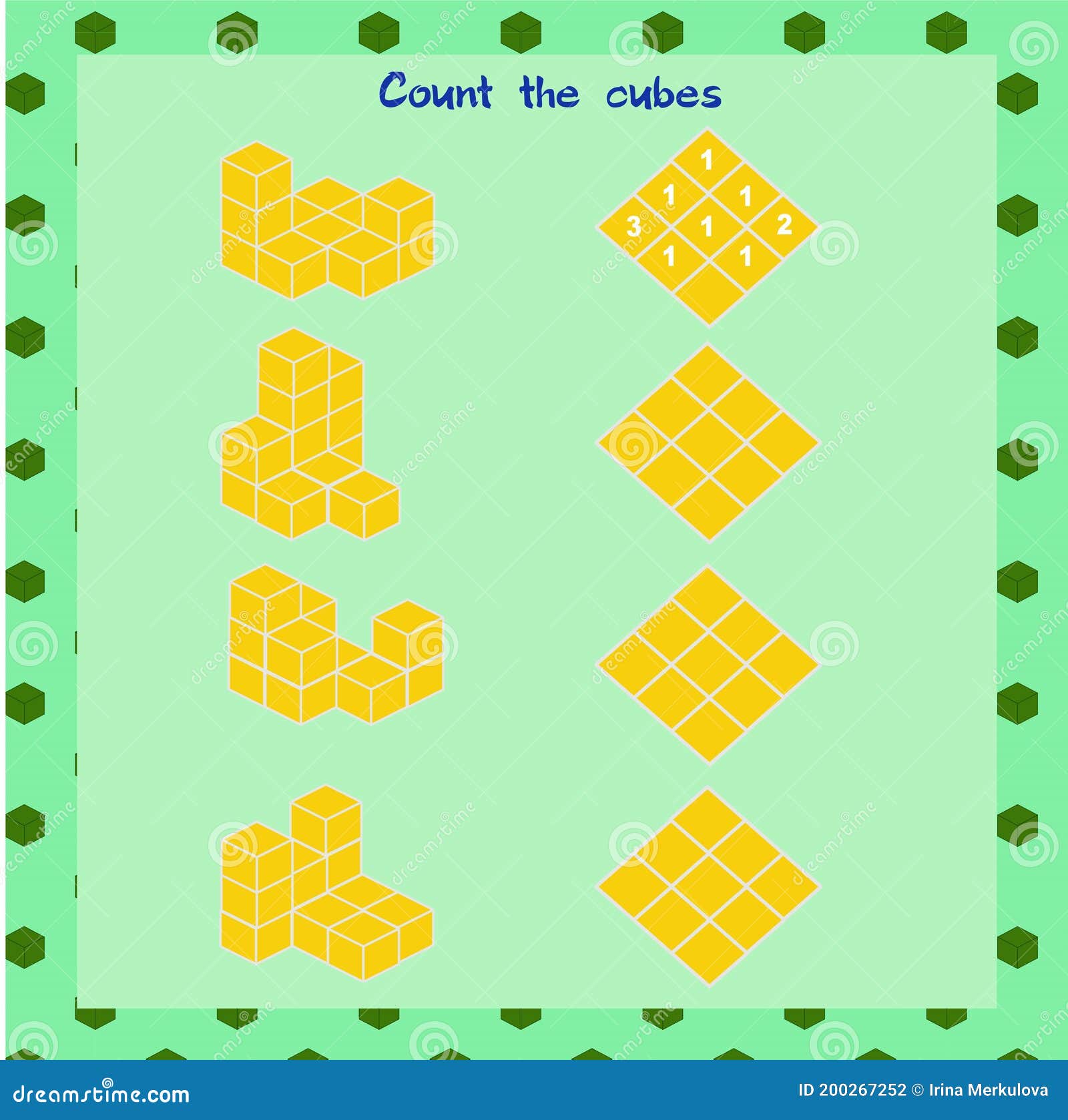 Task for Children. Count How Many Cubes Stock Vector - Illustration of ...