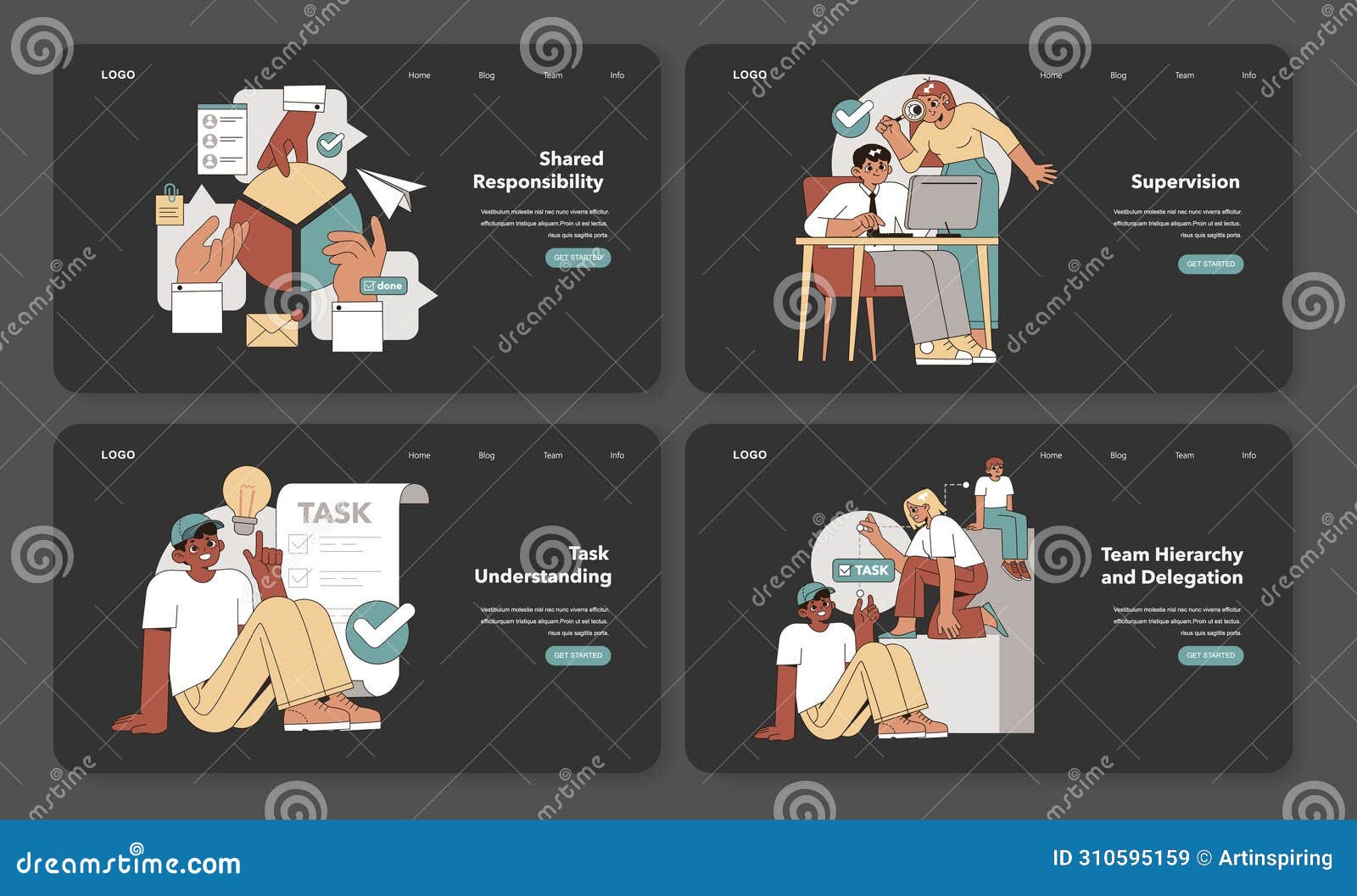 Task Delegation Set. Vector Illustration. Stock Vector - Illustration ...