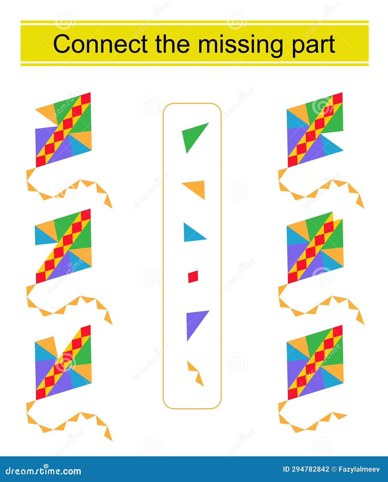 Task for the Development of Attention and Logic. Cartoon Kite Stock ...