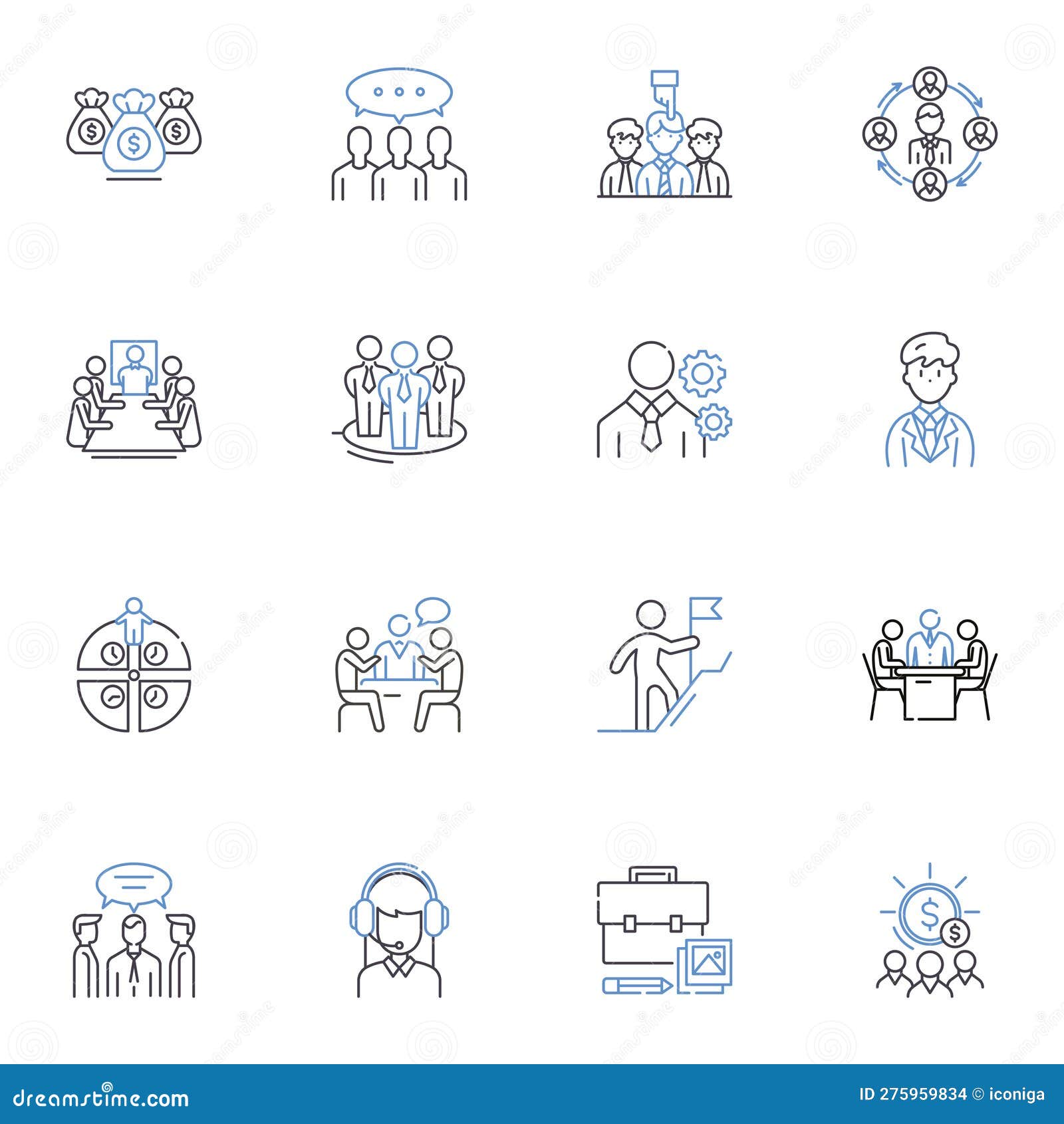 Task Distribution Line Icons Collection. Delegation, Assignment ...
