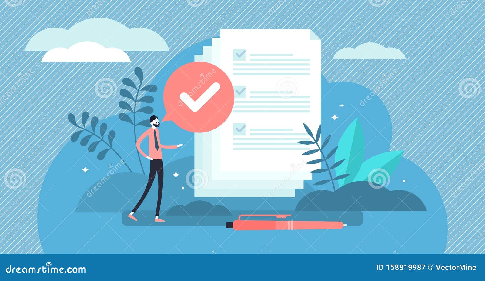 Task Done Vector Illustration. Flat Tiny Check To Do List Persons ...