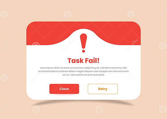 Task Fail or Warning Popup Window Ui Design for Web and Mobile App ...