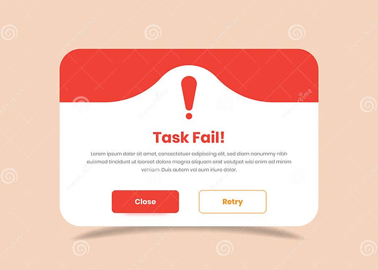 Task Fail or Warning Popup Window Ui Design for Web and Mobile App ...