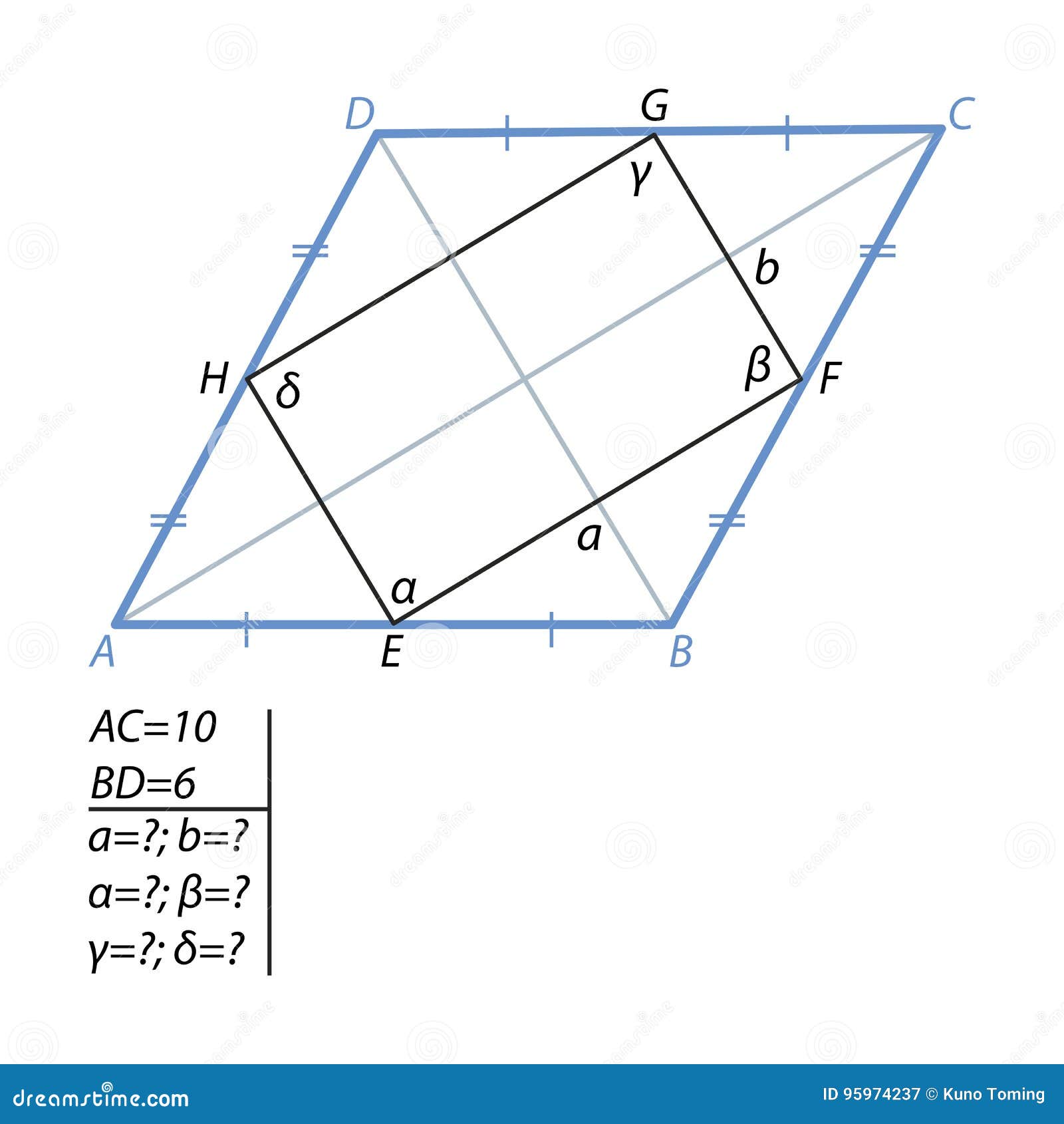 Finding The Angles Of The Intersection Point Of The Diagonals Royalty ...