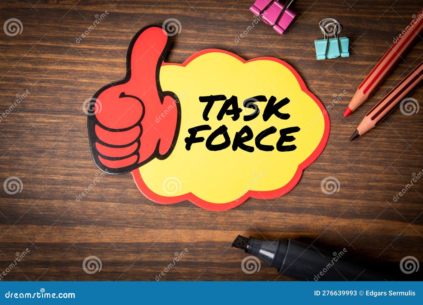 Task Force. Sticky Note with Text on Wooden Texture Office Table Stock ...