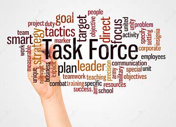 Task Force Word Cloud and Hand with Marker Concept Stock Photo - Image ...