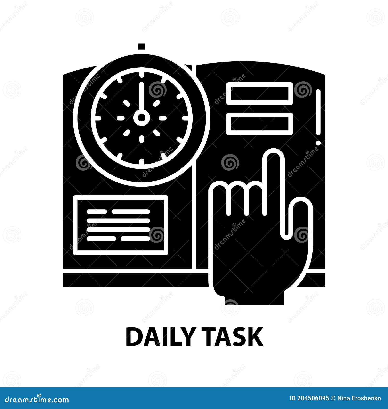 Daily Task Icon, Black Vector Sign with Editable Strokes, Concept ...