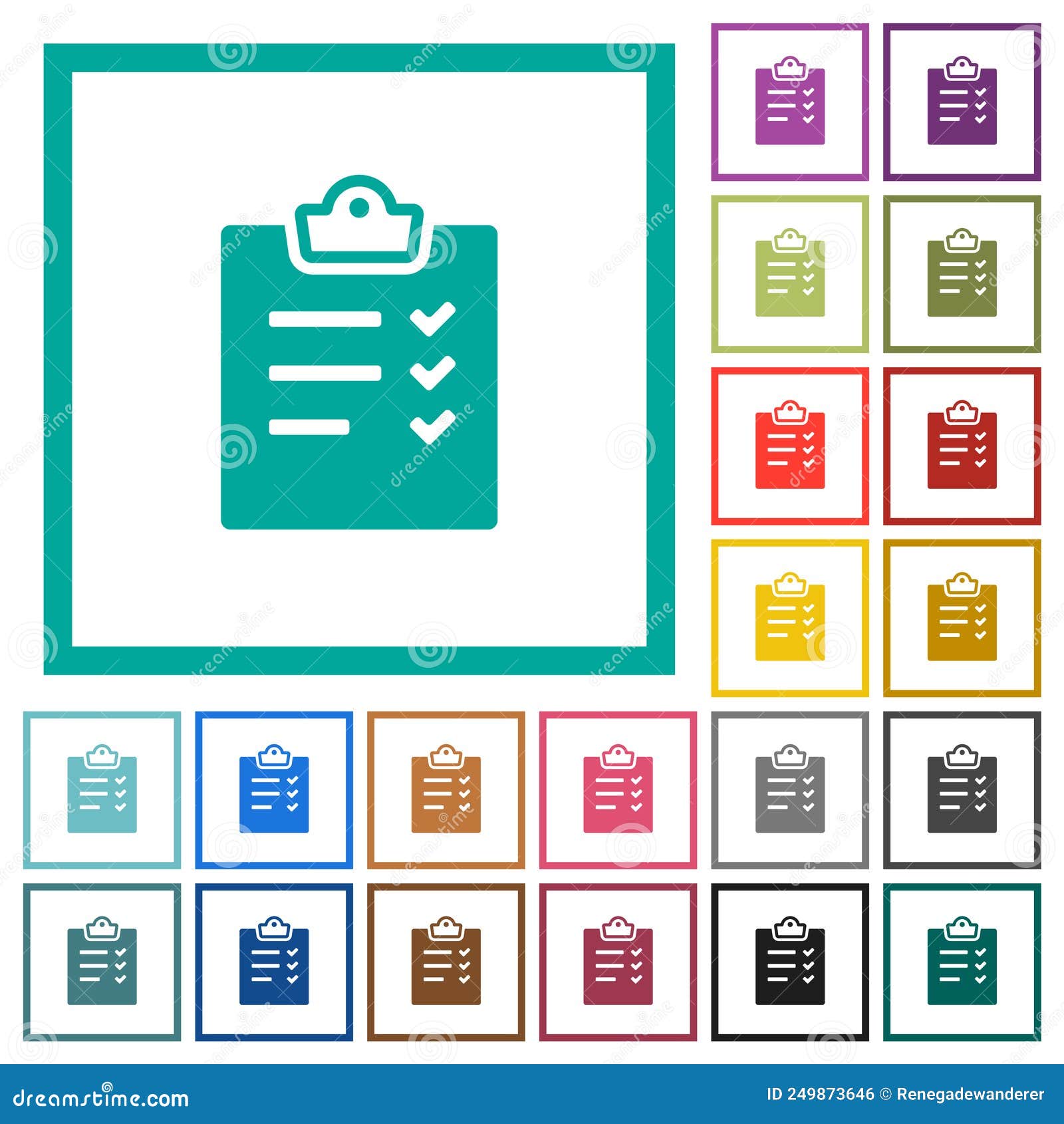 Task List Alternate Flat Color Icons with Quadrant Frames Stock Vector ...