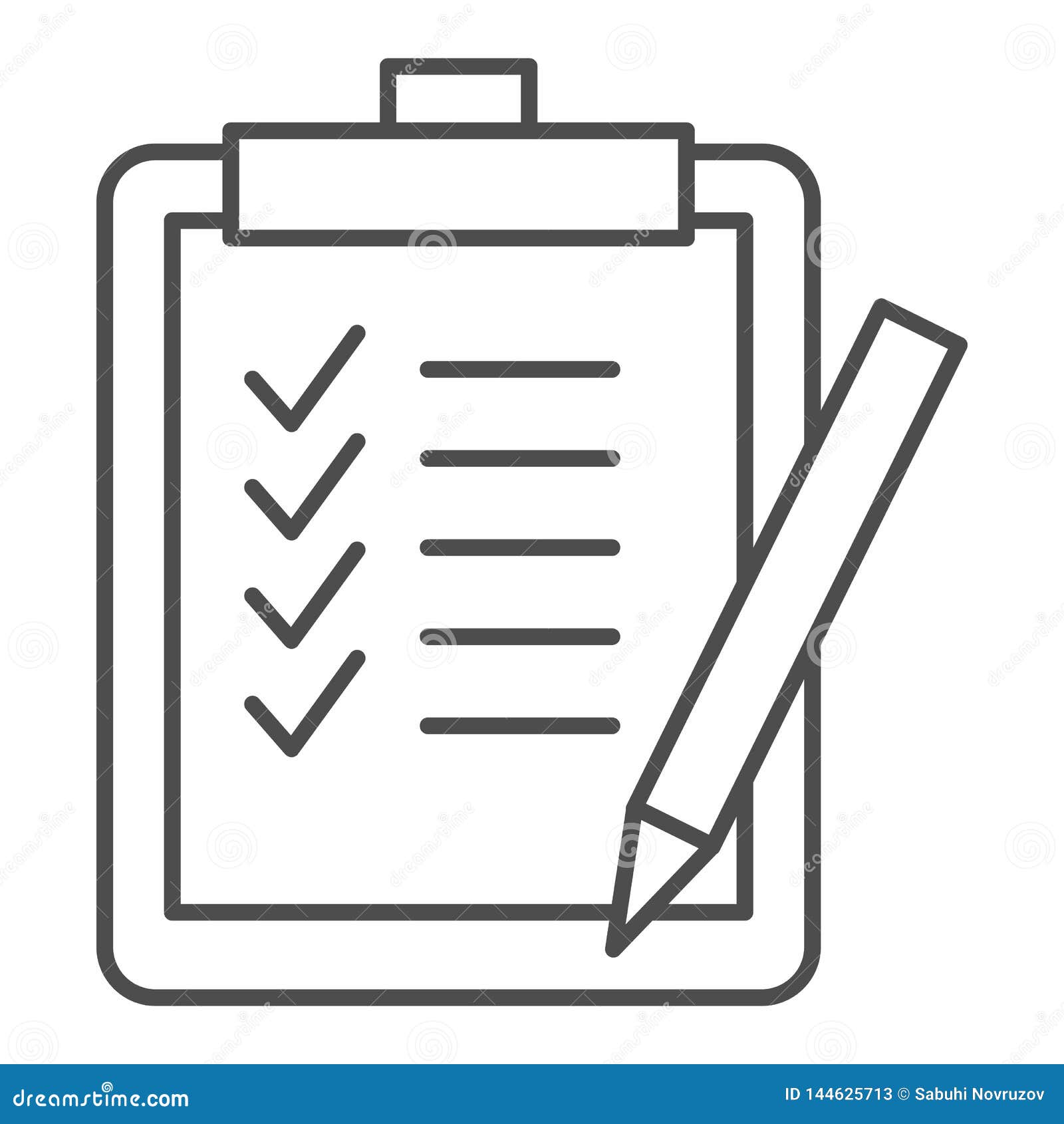 Task List Thin Line Icon. Clipboard Vector Illustration Isolated on ... Task List Thin Line Icon. Clipboard Vector Illustration Isolated on ...