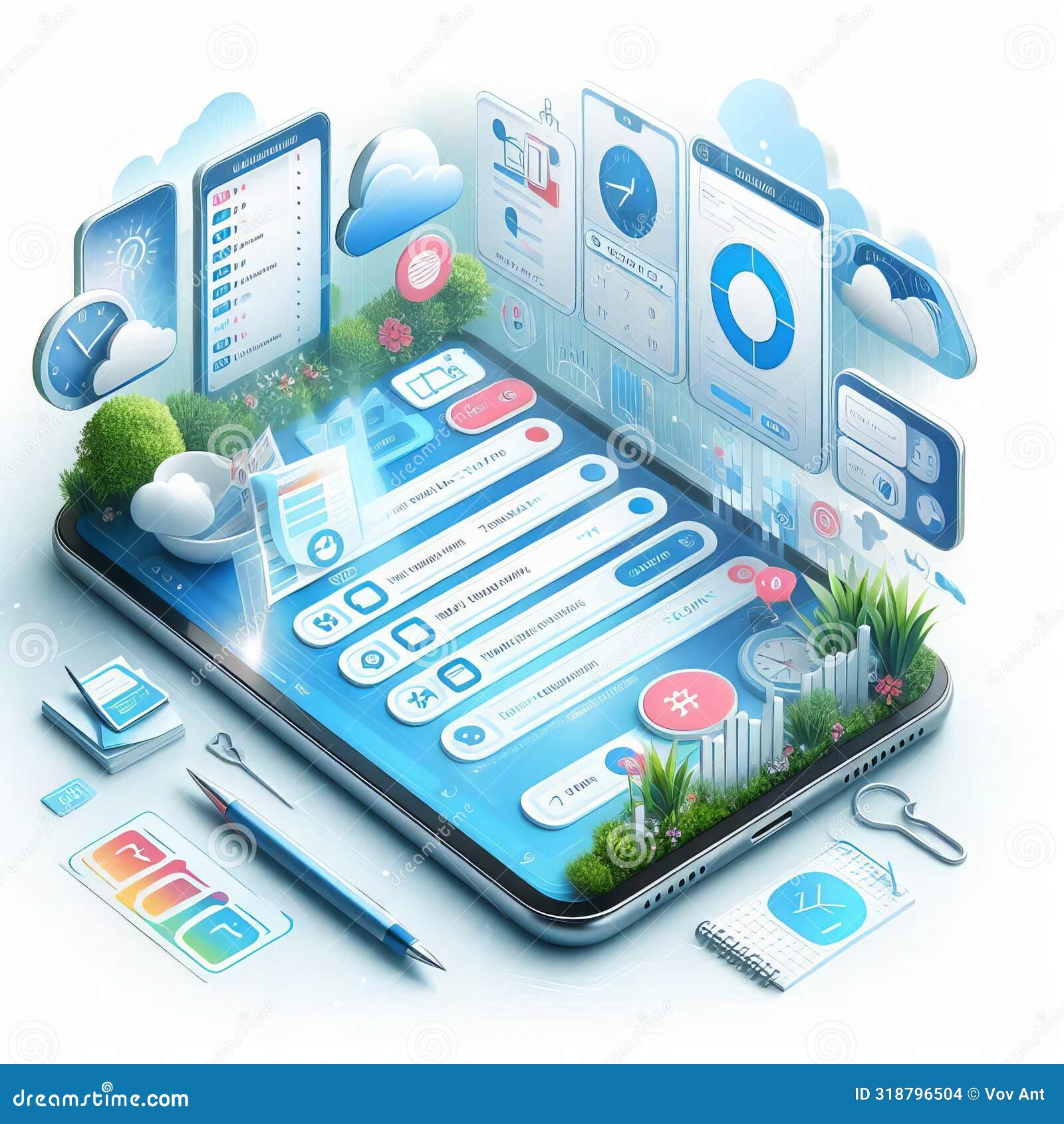 Task Management App Interface with To Do Lists, Reminders, an C Stock ...