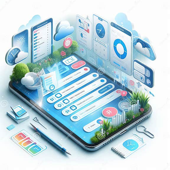 Task Management App Interface with To Do Lists, Reminders, an C Stock ...