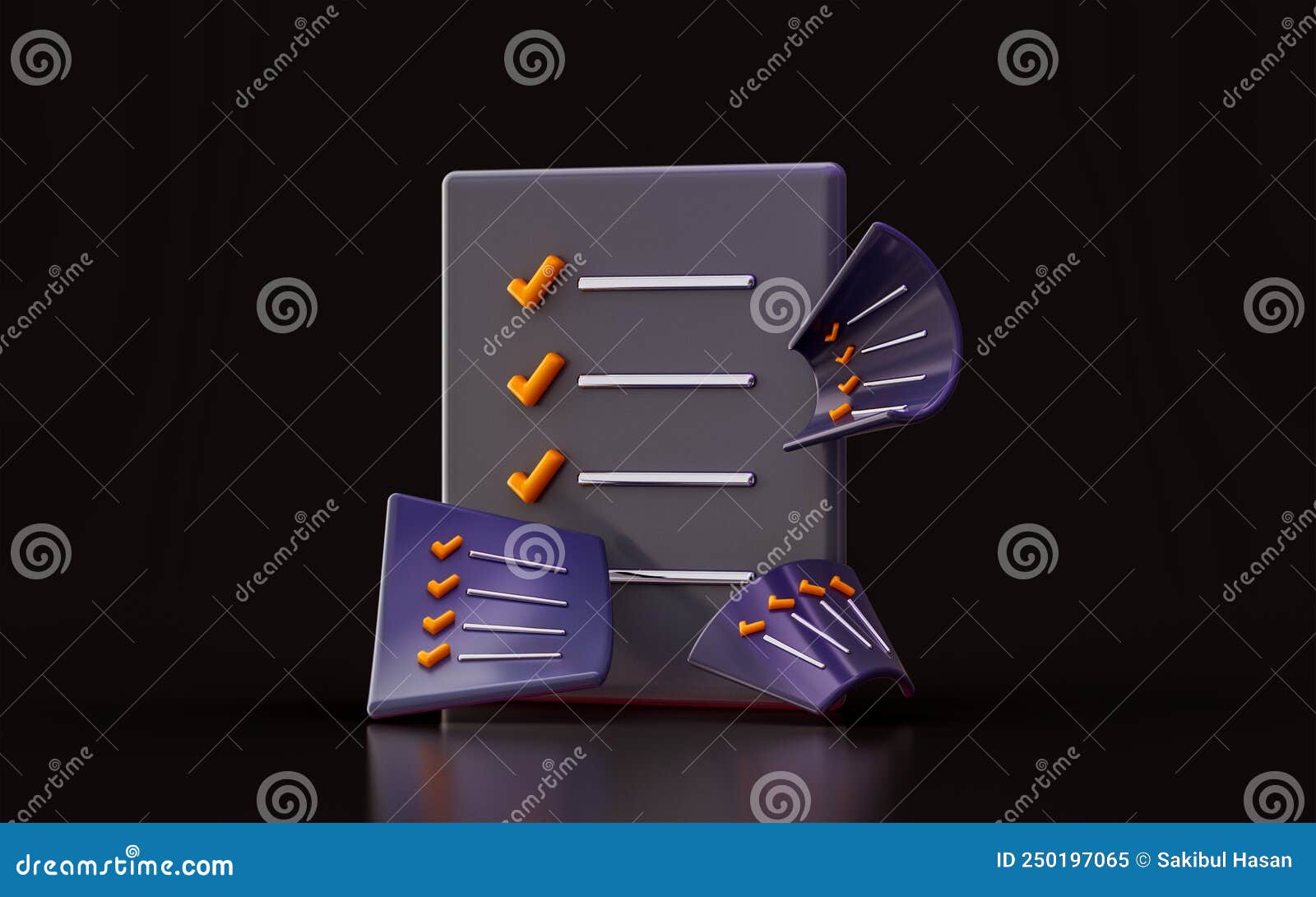 Task Management Check List on Dark Background 3d Illustration Project ...