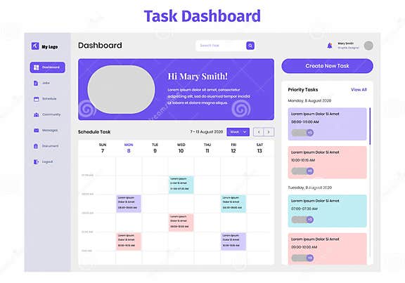 Task Management Dashboard UI Kit Stock Vector - Illustration of vector ...