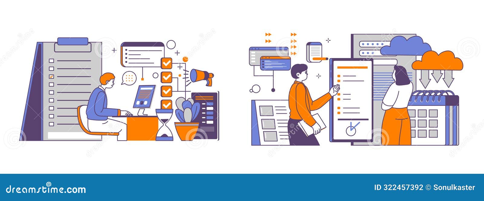 Task Management and Project Planning Stock Illustration - Illustration ...