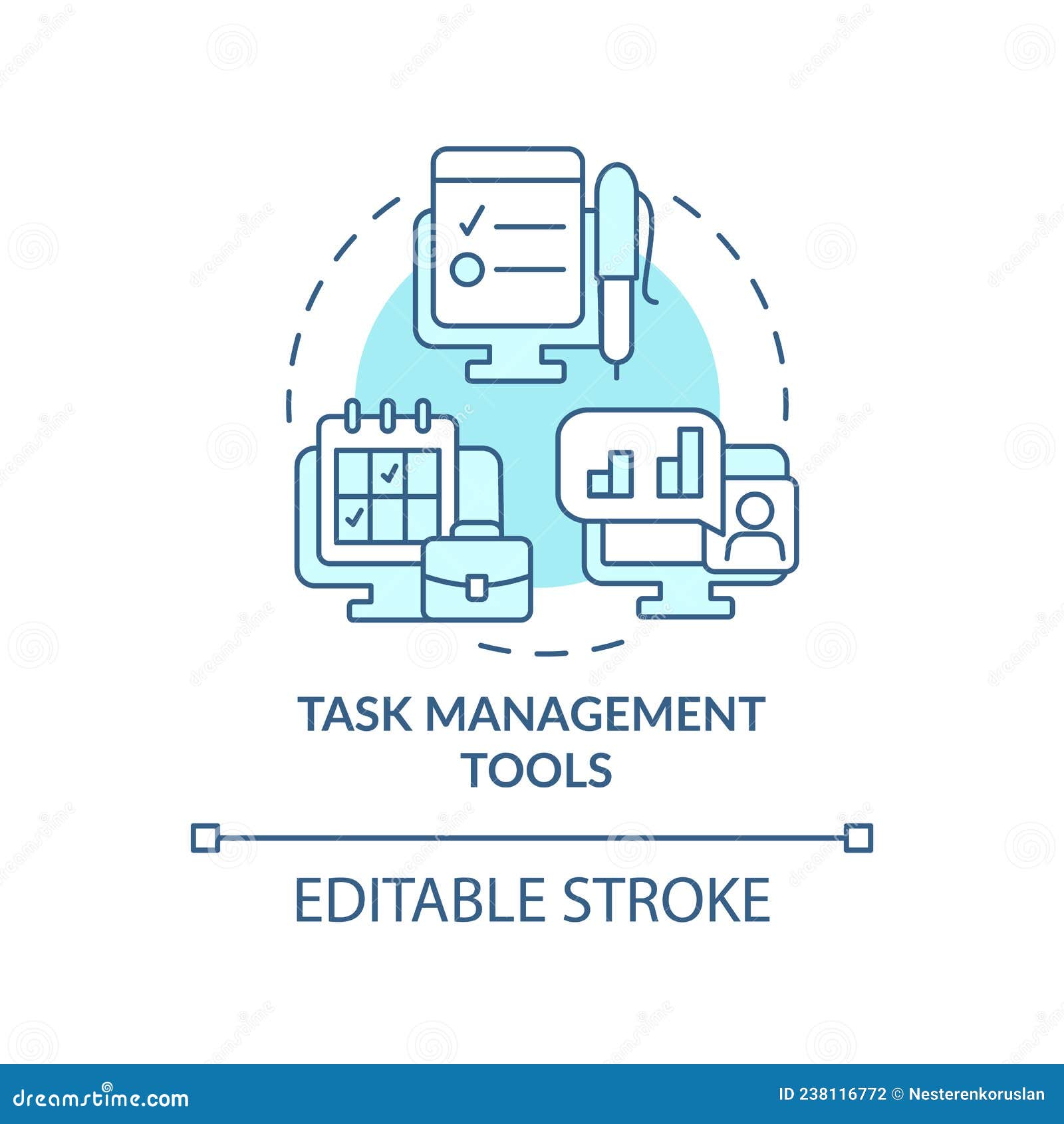 Task Management Tools Turquoise Concept Icon Stock Vector ...
