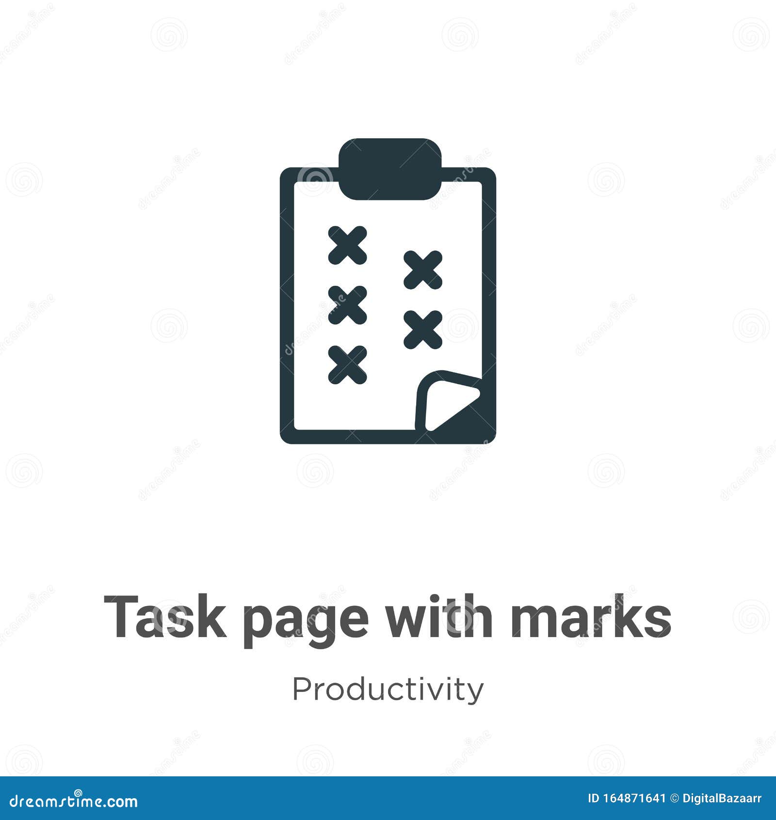 Task Page with Marks Vector Icon on White Background. Flat Vector Task ...