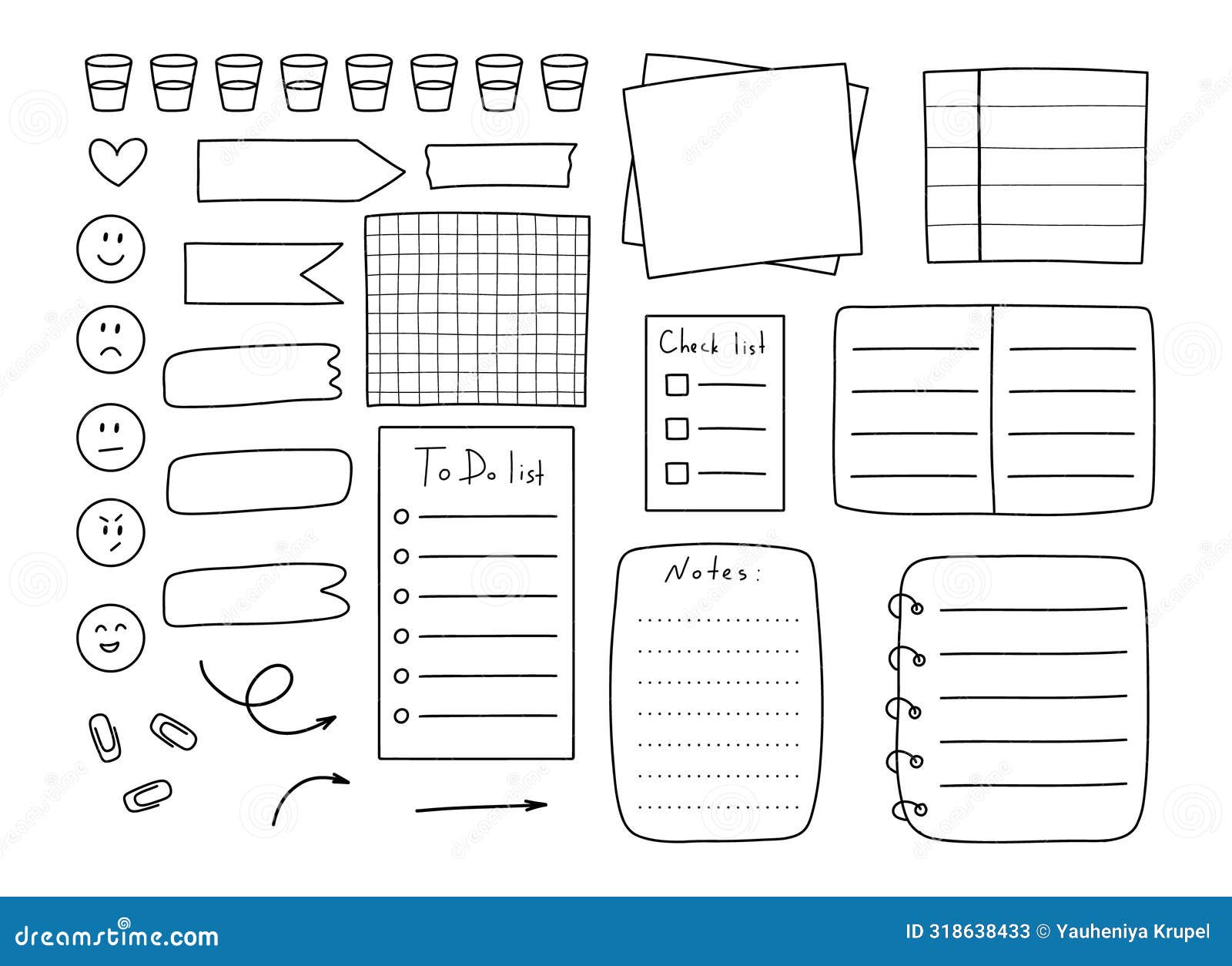 Notepads Sheets Template. Cartoon Kids Planner Pages, To Do And Check ...