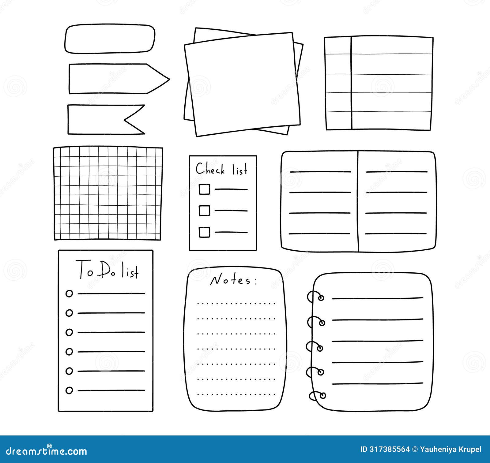 Notepads Sheets Template. Cartoon Kids Planner Pages, To Do And Check ...