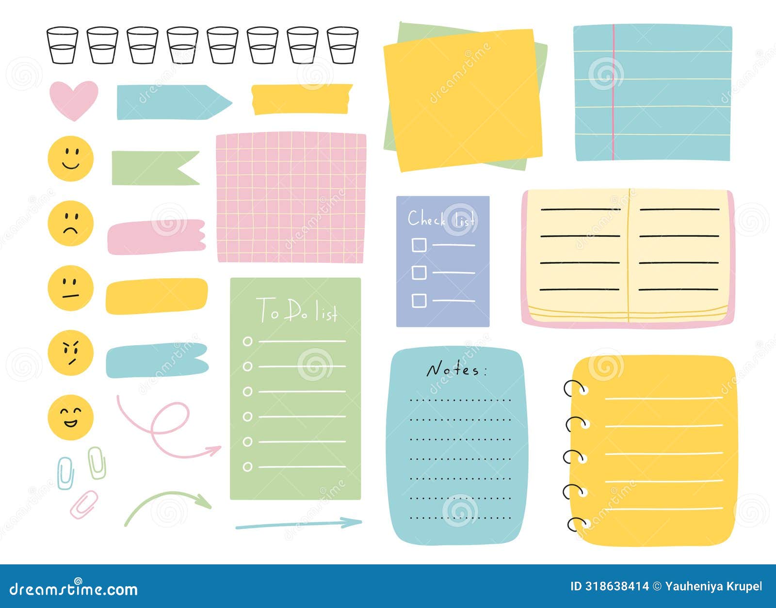 Notepads Sheets Template. Cartoon Kids Planner Pages, To Do And Check ...