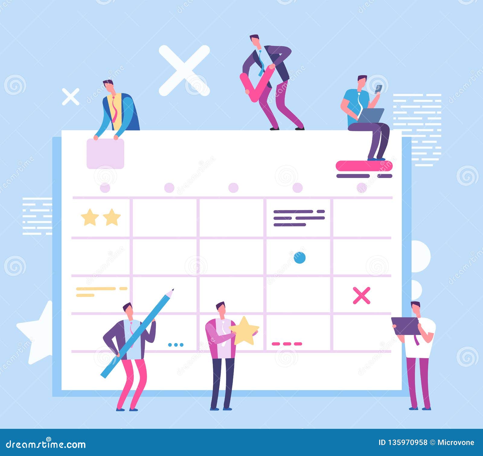 Task Planning, Businessmen Look At Calendar, Time Management ...