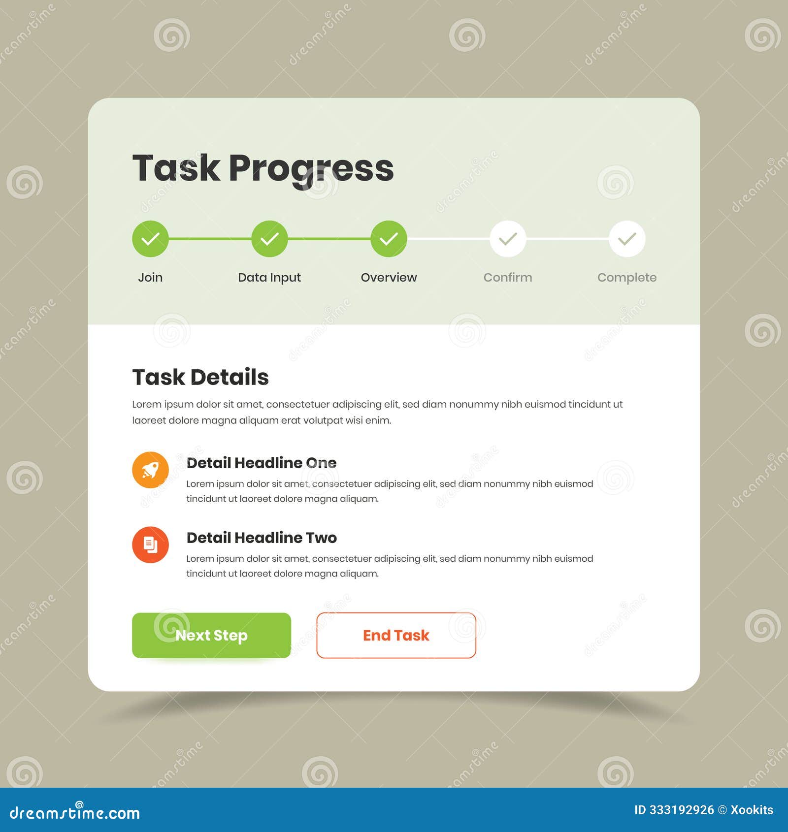 Task Progress Steps Controller Or Tracker Ui Design With Summary Text For Mobile And Web