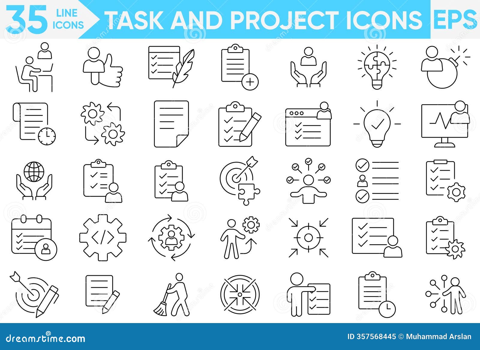 Task and Project Line Icons.planning, Work, Flow, Task, Development ...