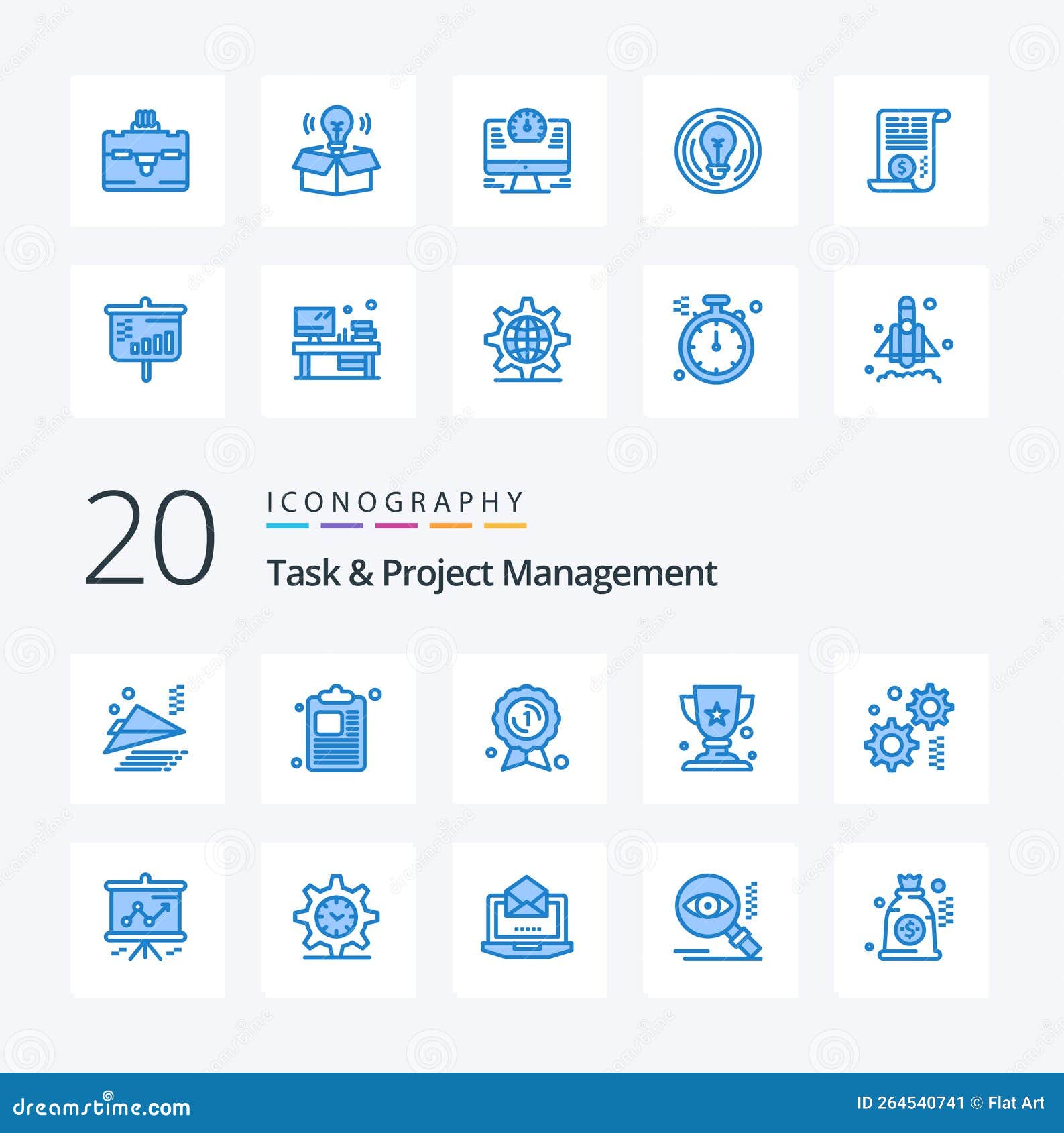 20 Task and Project Management Blue Color Icon Pack Like Graph Gear ...