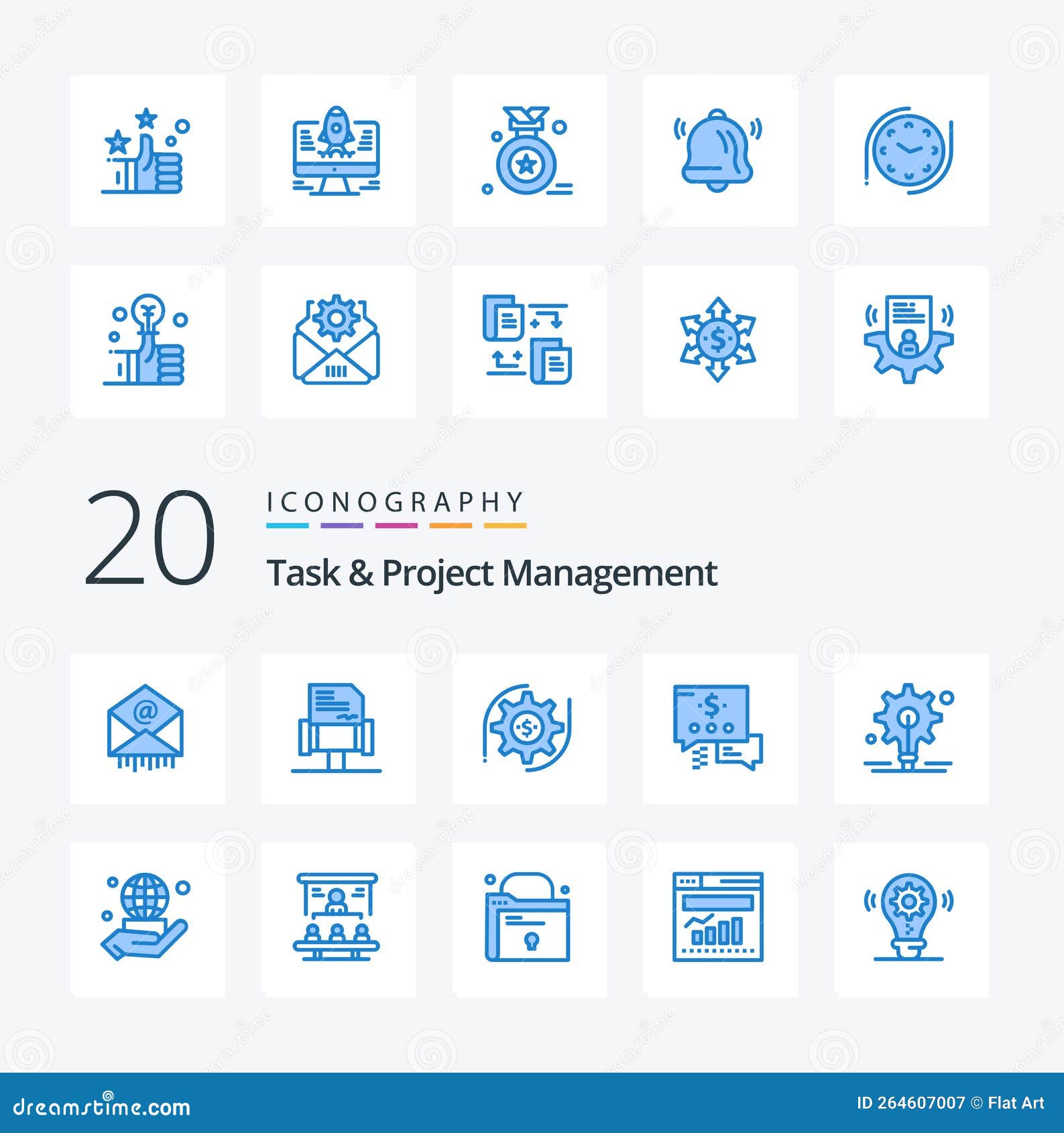 20 Task and Project Management Blue Color Icon Pack Like Hand Gear ...